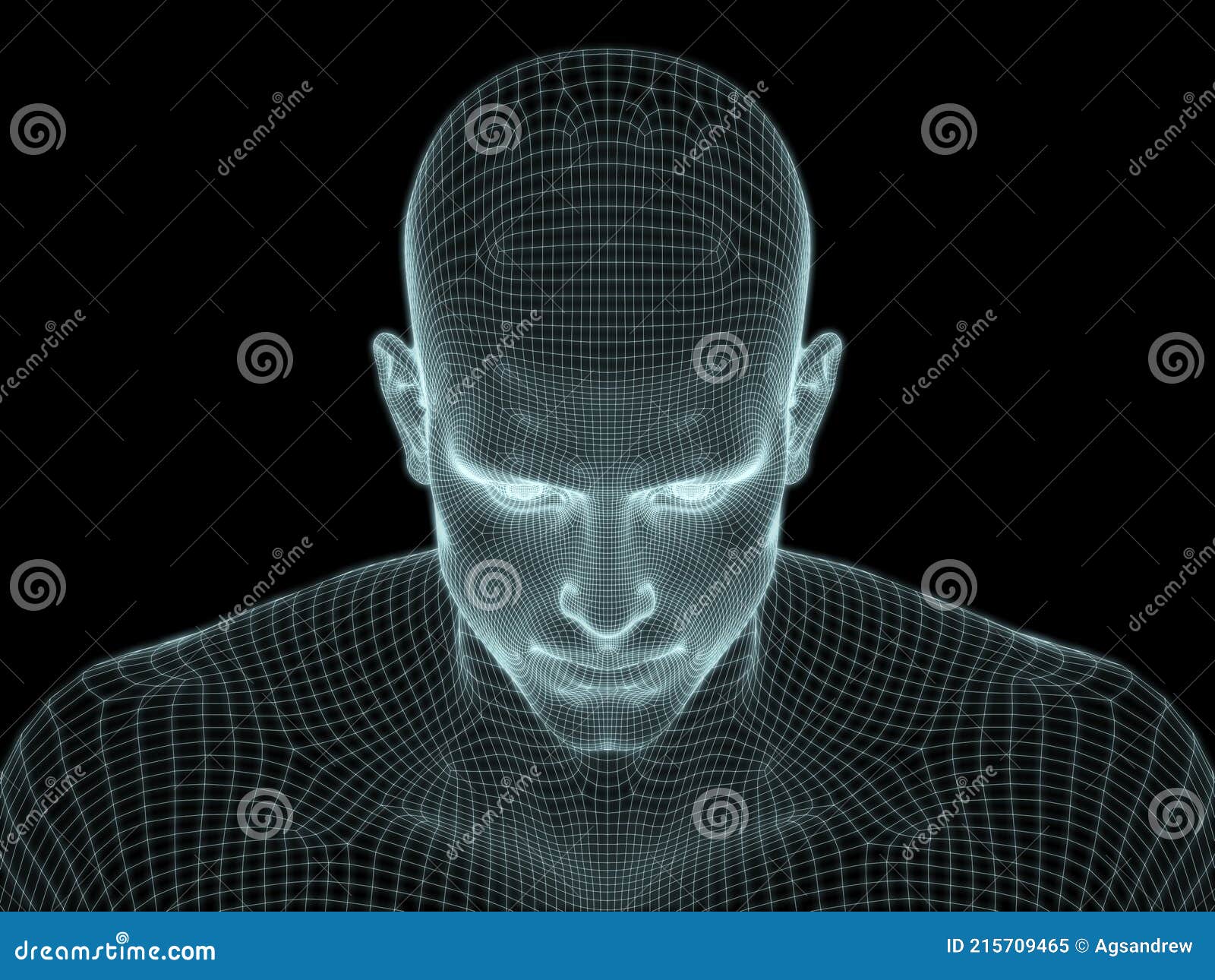 3D Face Mesh stock illustration. Illustration of intelligence - 215709465