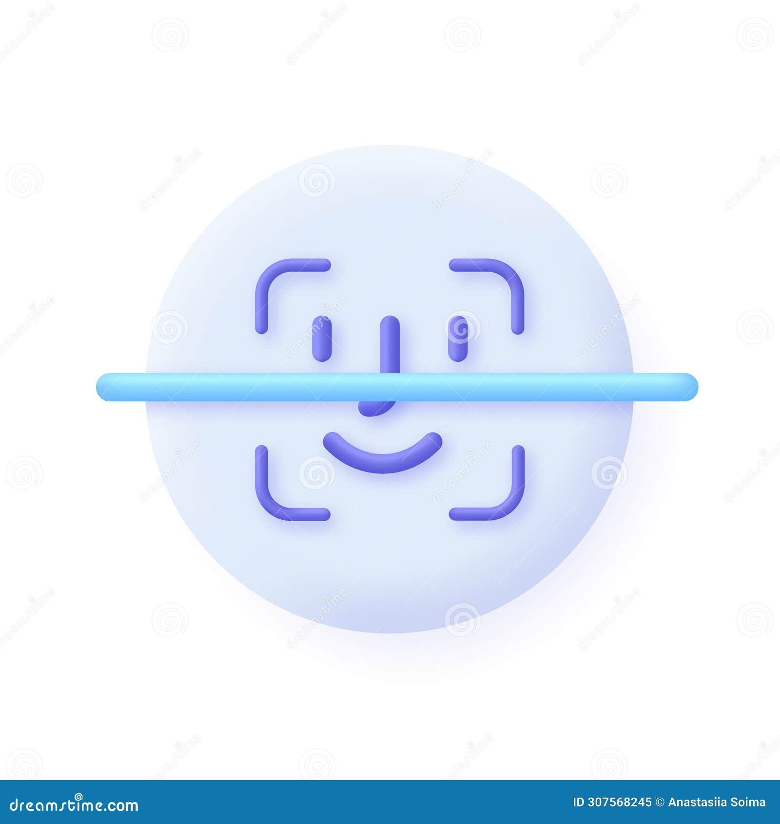 3D Face Recognition Illustration on Shield. Concept of Facial ...