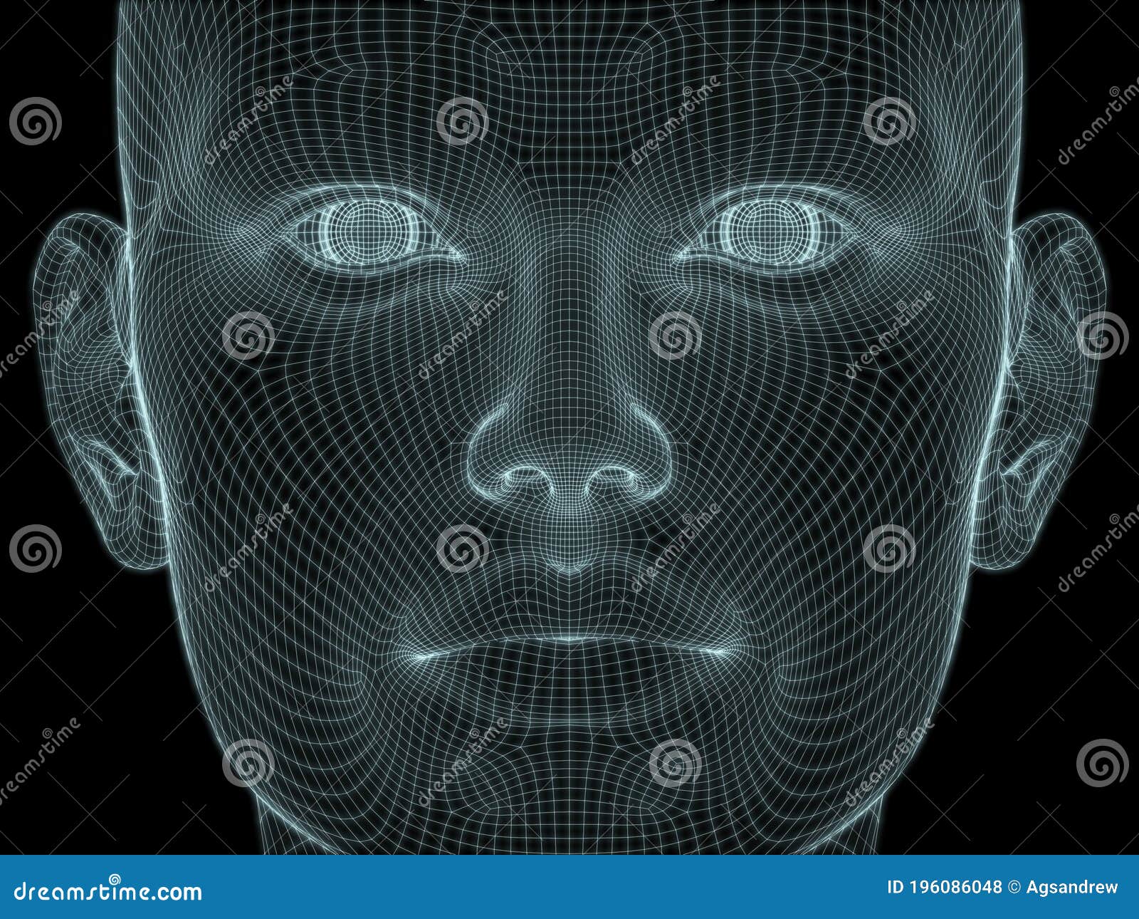 3D Face Wire Mesh stock illustration. Illustration of psychology ...