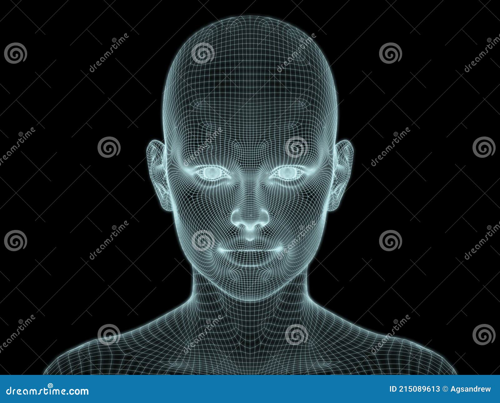 3D Face Wire Mesh stock illustration. Illustration of self - 215089613