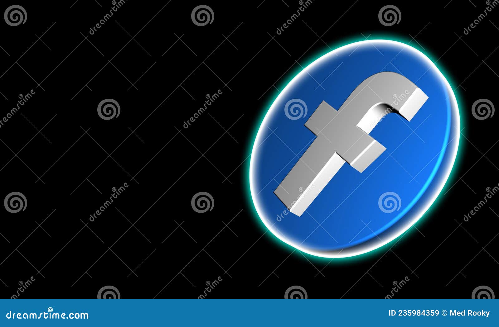 3D Facebook Button Logo in Black Background. with Copy Space Editorial ...