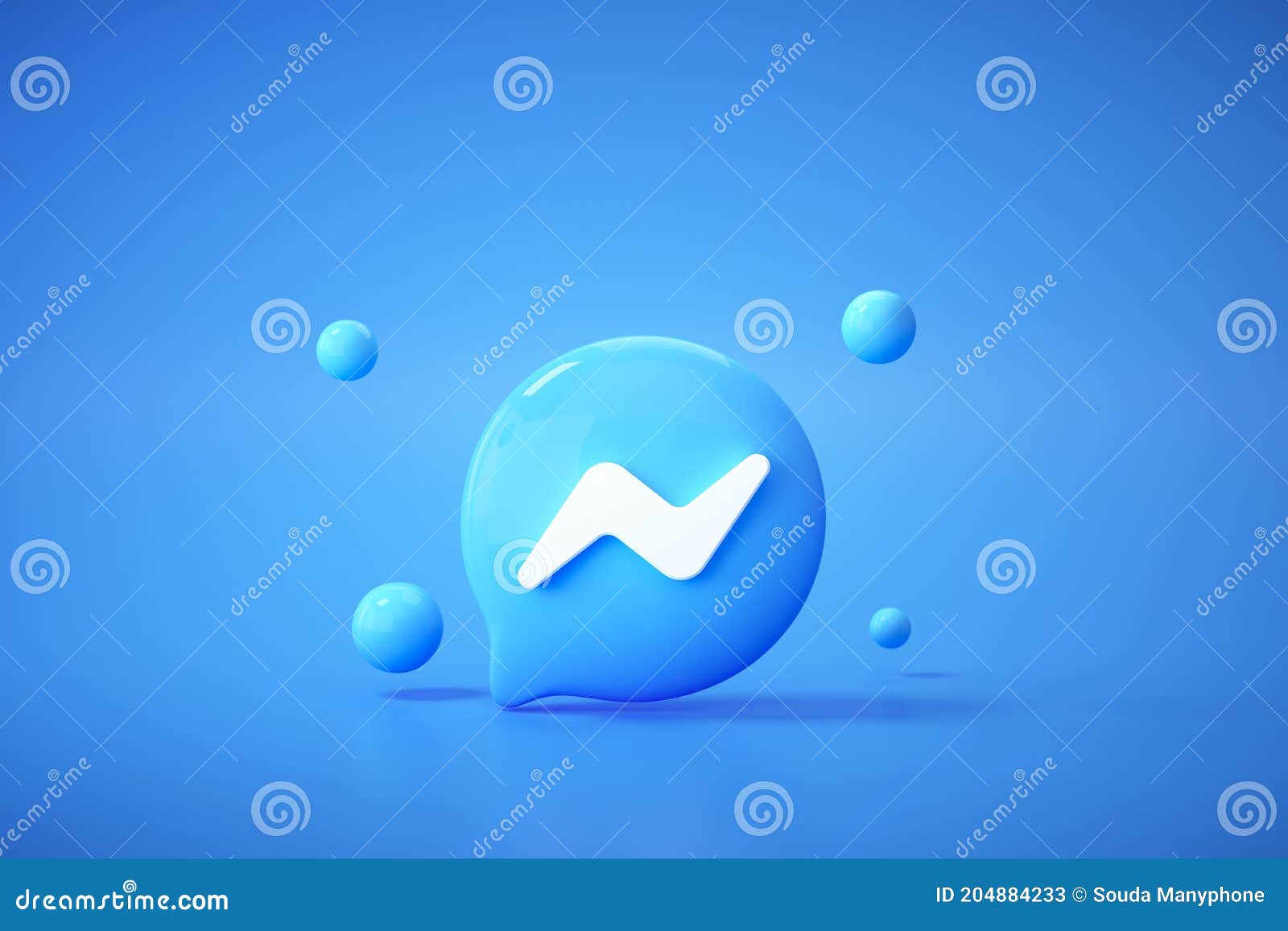 3D Facebook Messenger Logo Application on Blue Background, Social Media ...