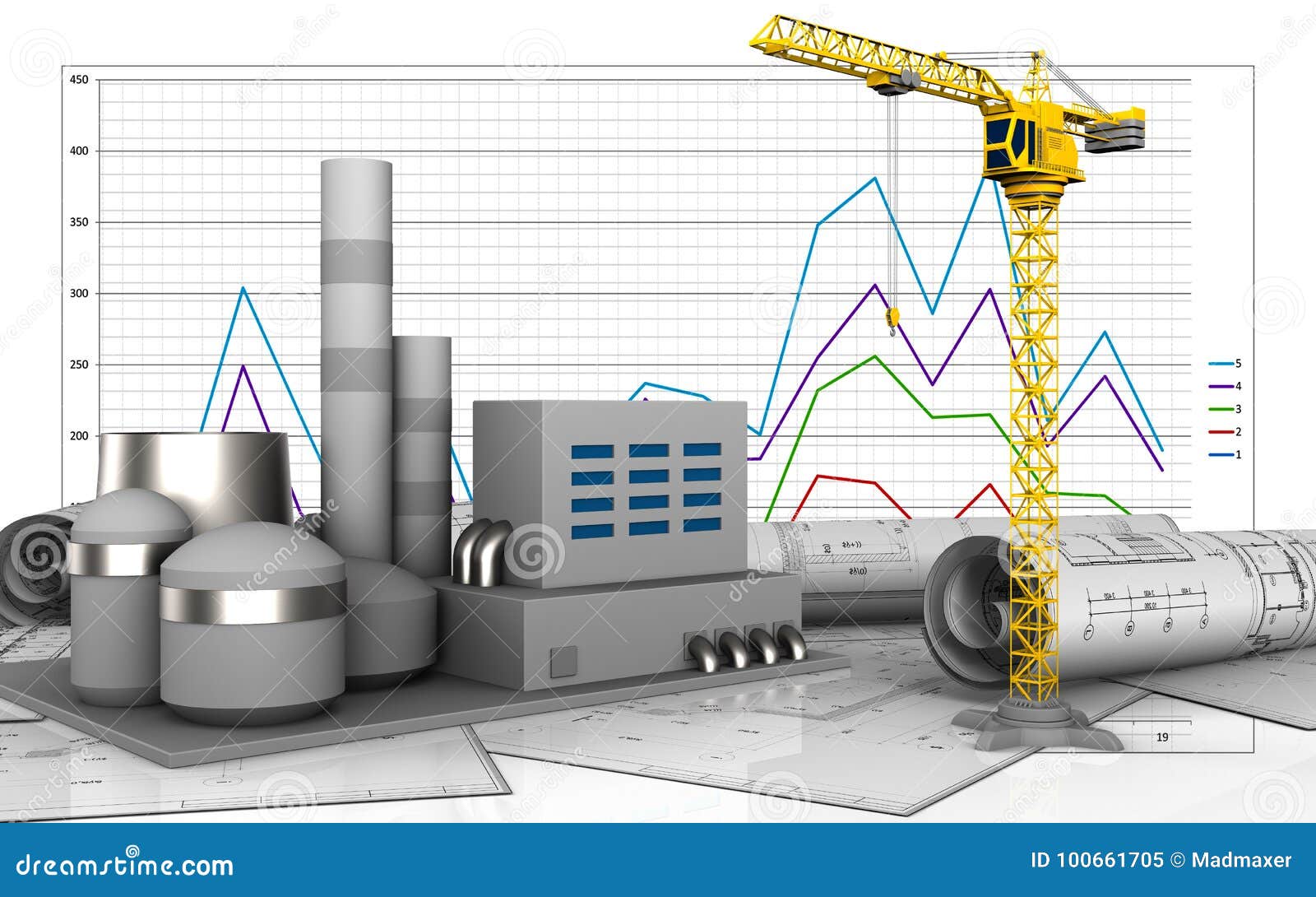 3d of factory stock illustration. Illustration of data - 100661705