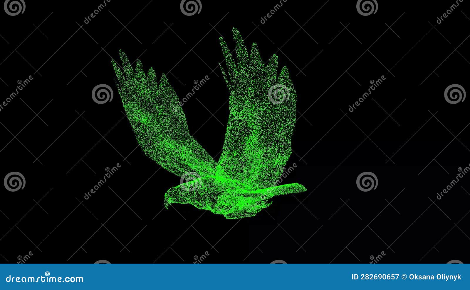 3D Falcon on Black Background. Object Made of Shimmering Particles ...