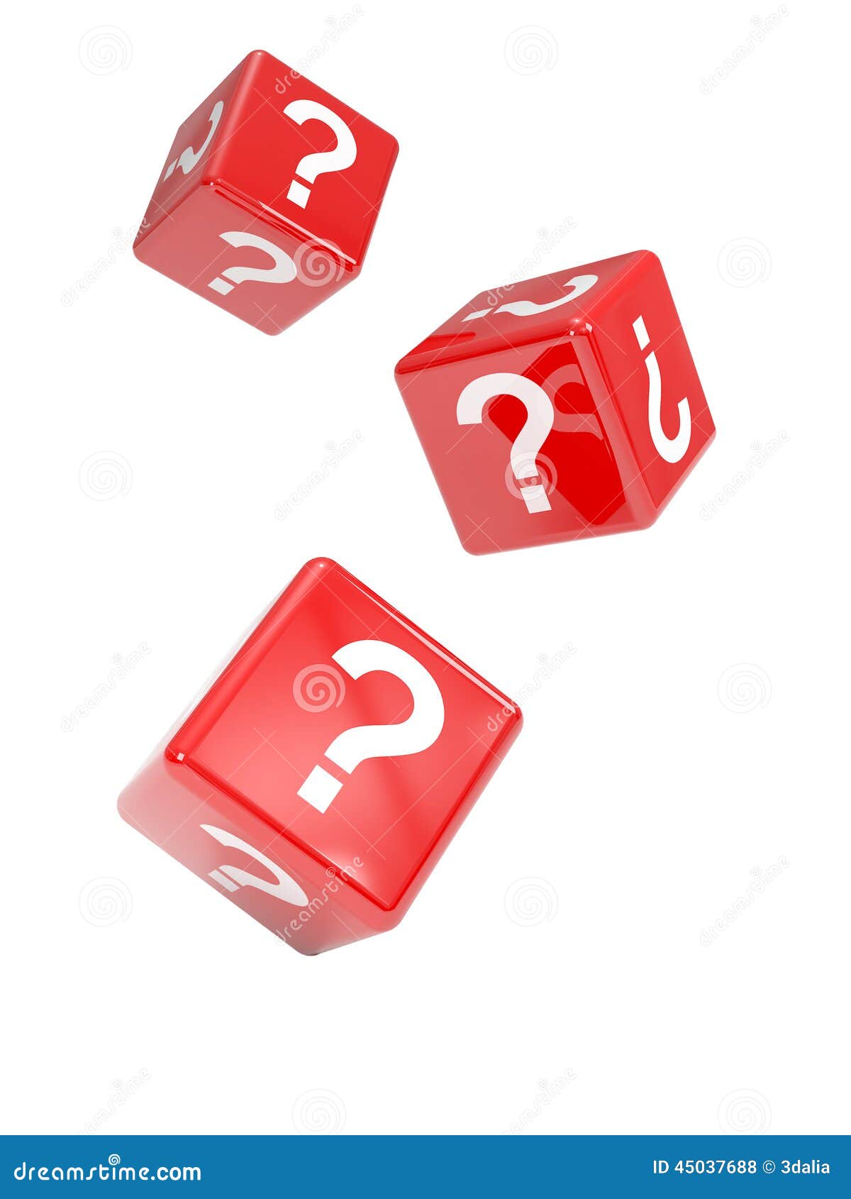 3d Falling Red Dice Marked with Question Marks Stock Illustration ...