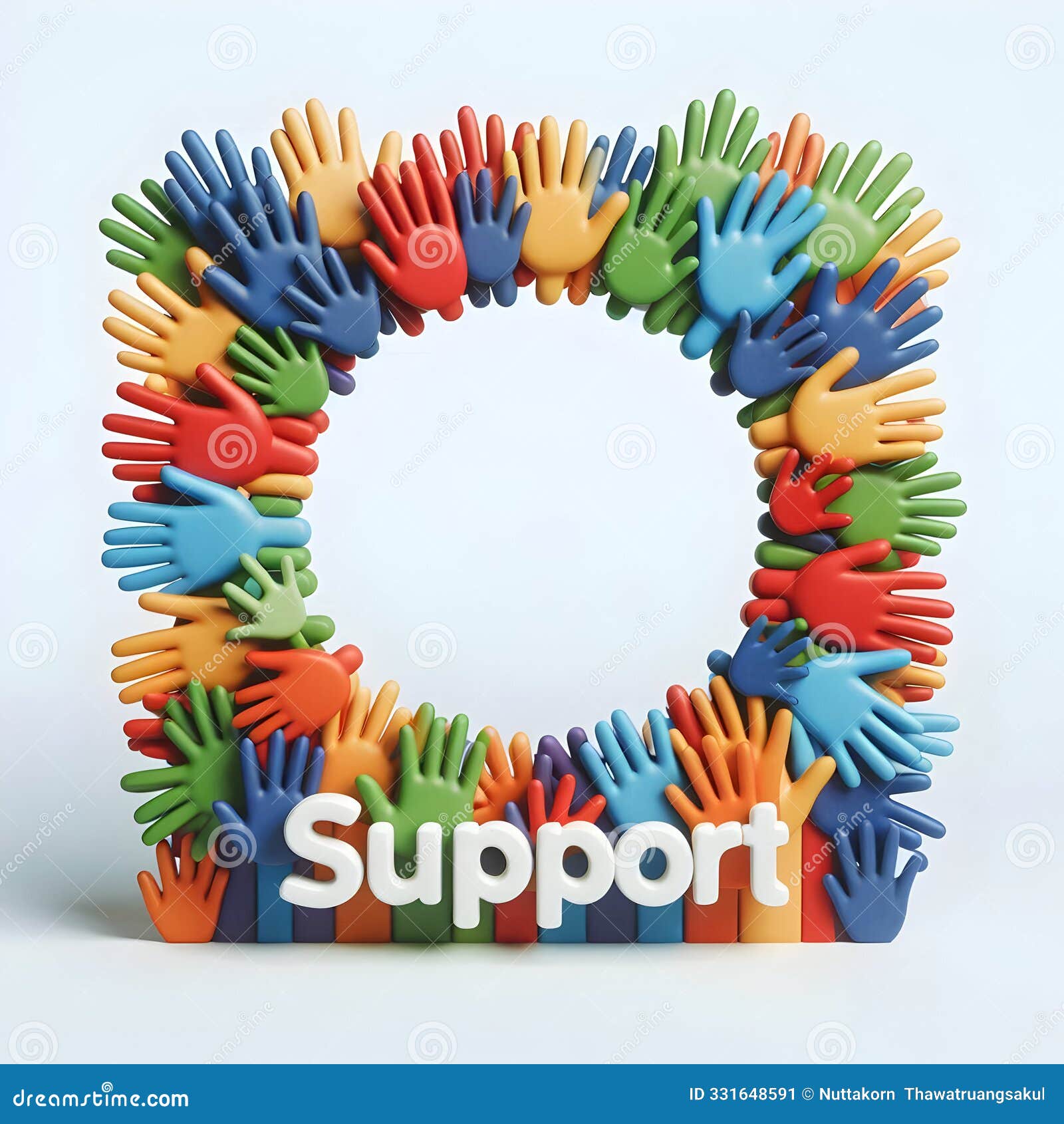3D Family Diversity Handprint Frame with Support Text Concept As a ...