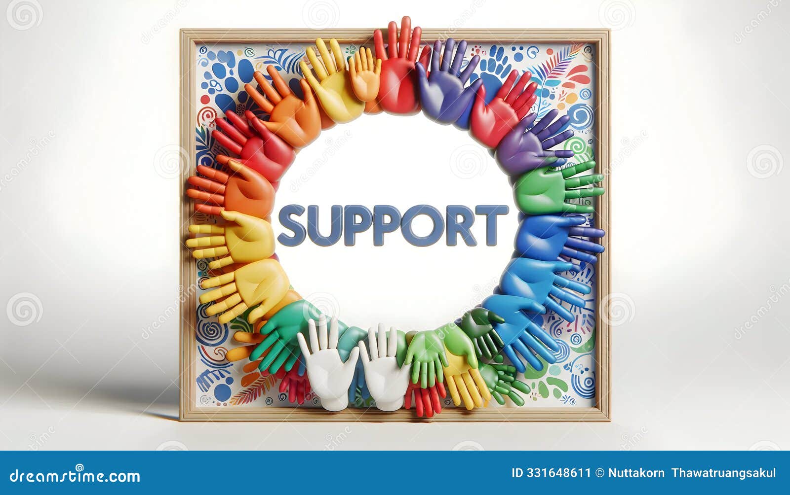 3D Family Diversity Handprint Frame with Support Text Concept As a ...