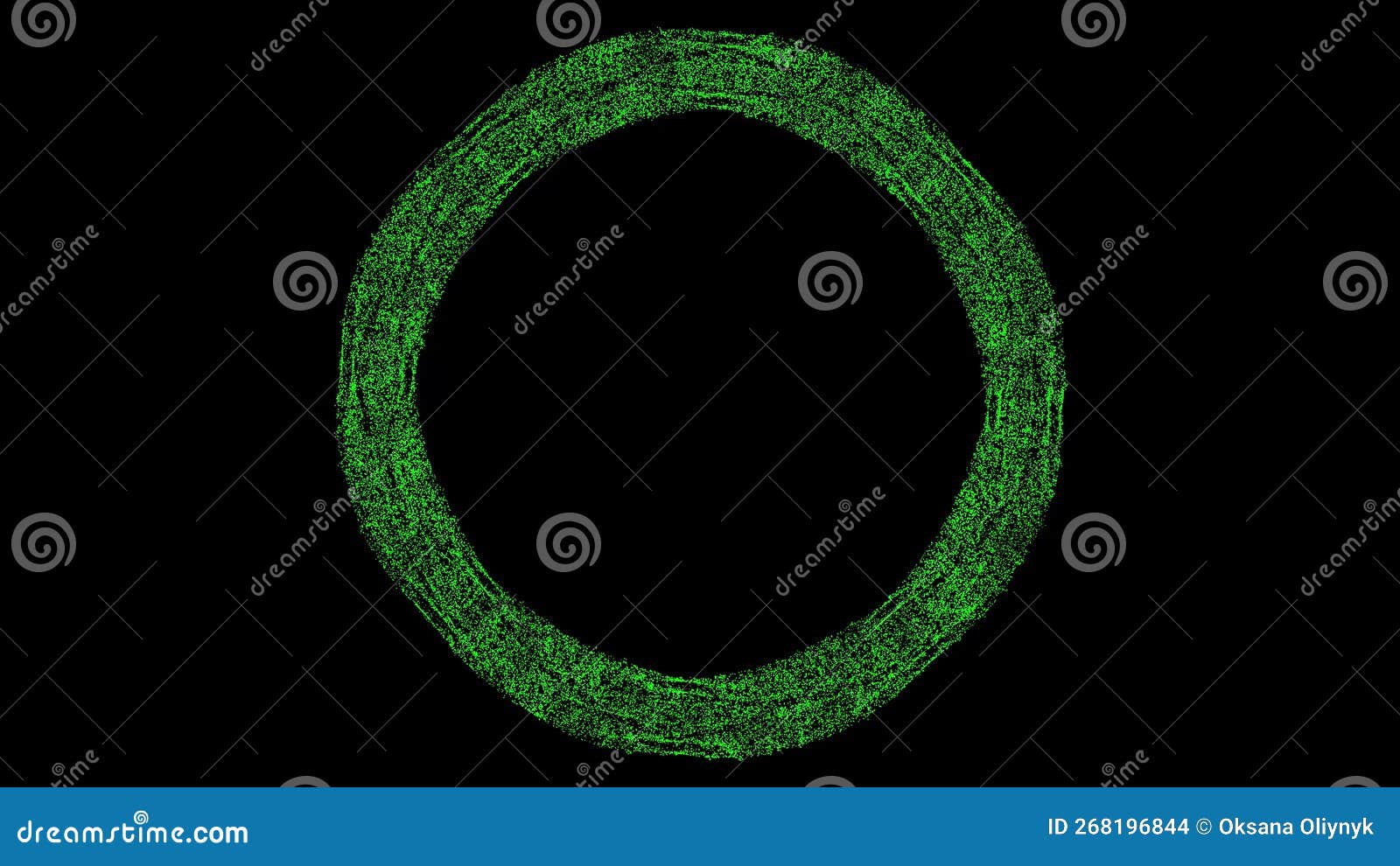3D Fantastic Ring on Black Background. Object Dissolved Green ...