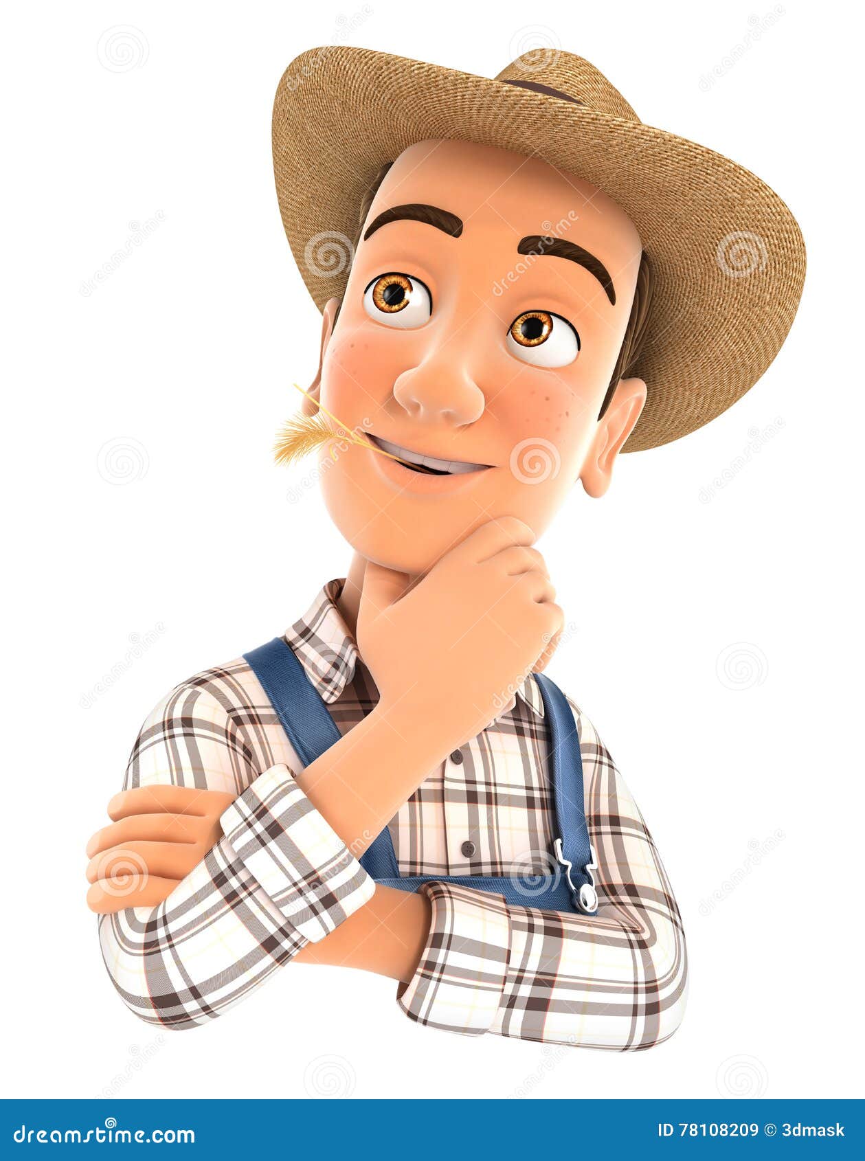 3d farmer thinking stock illustration. Illustration of hand - 78108209