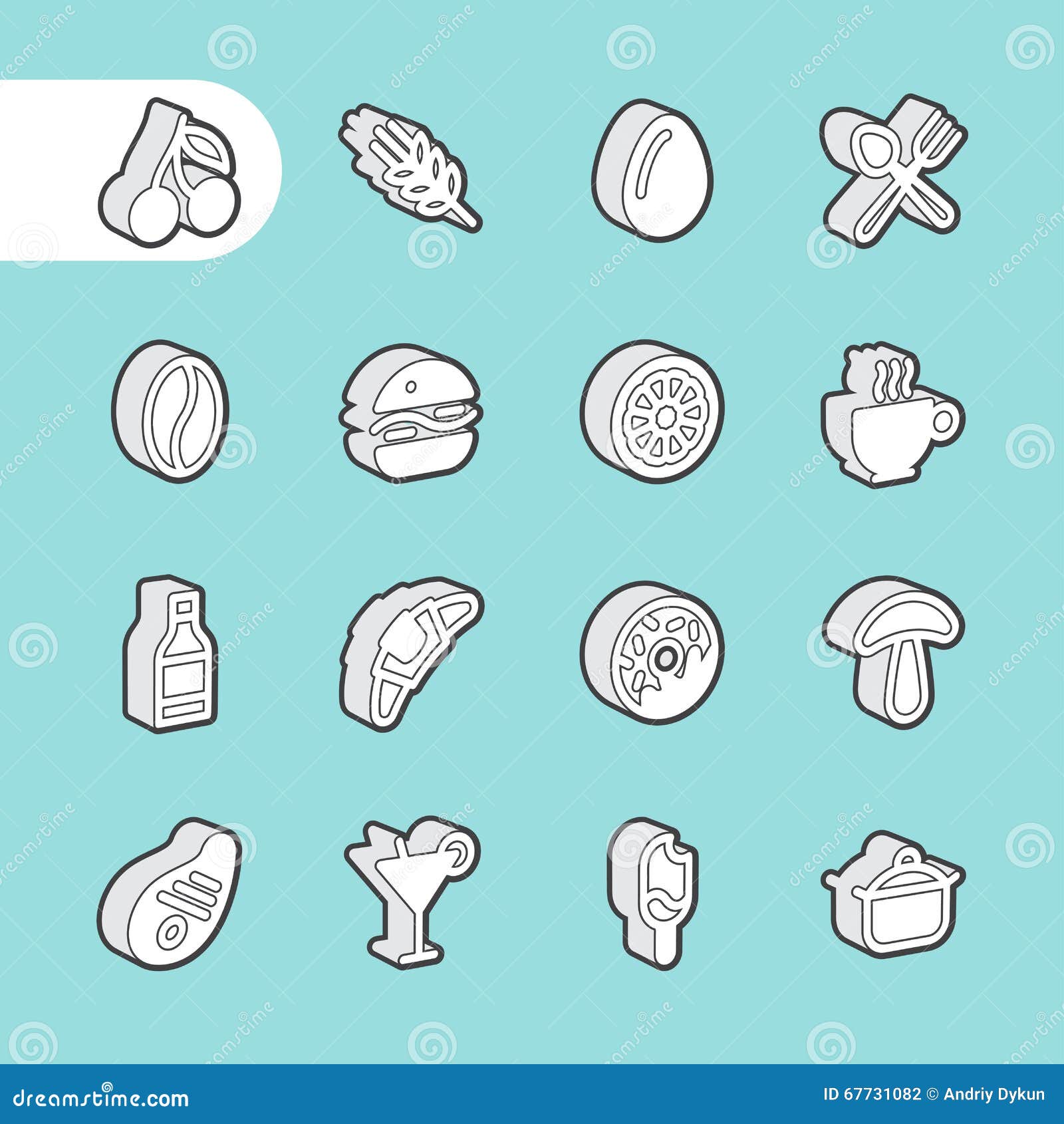 3D Fat Line Icons stock vector. Illustration of spoon - 67731082