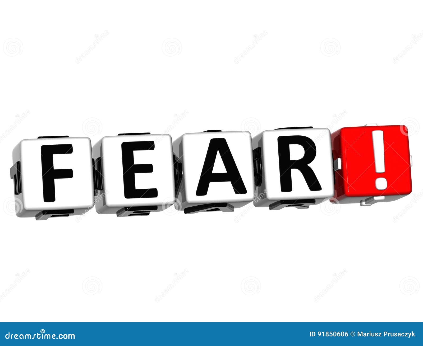 3D Fear Button Click Here Block Text Stock Illustration - Illustration ...