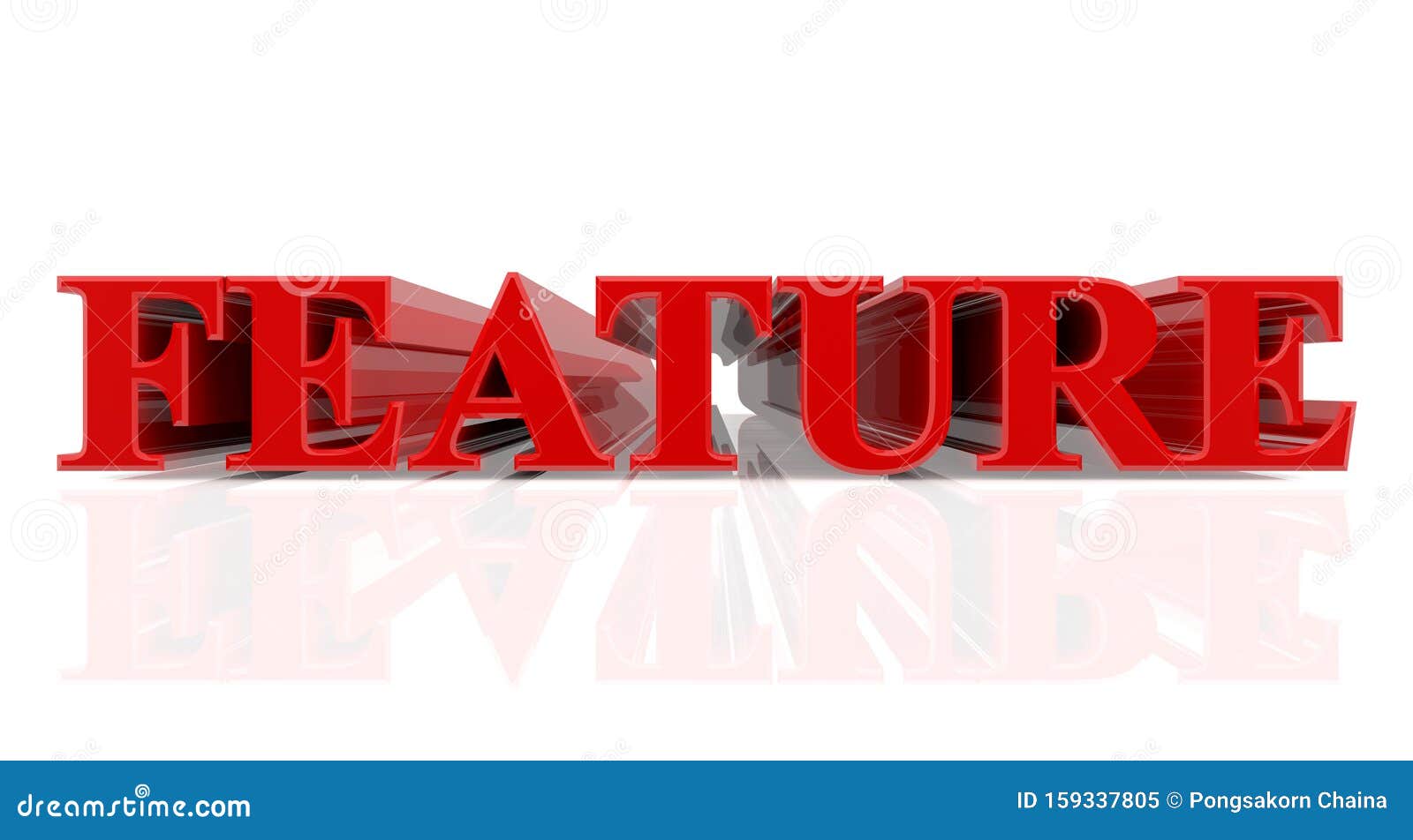 3D FEATURE Word on White Background 3d Rendering Stock Illustration ...