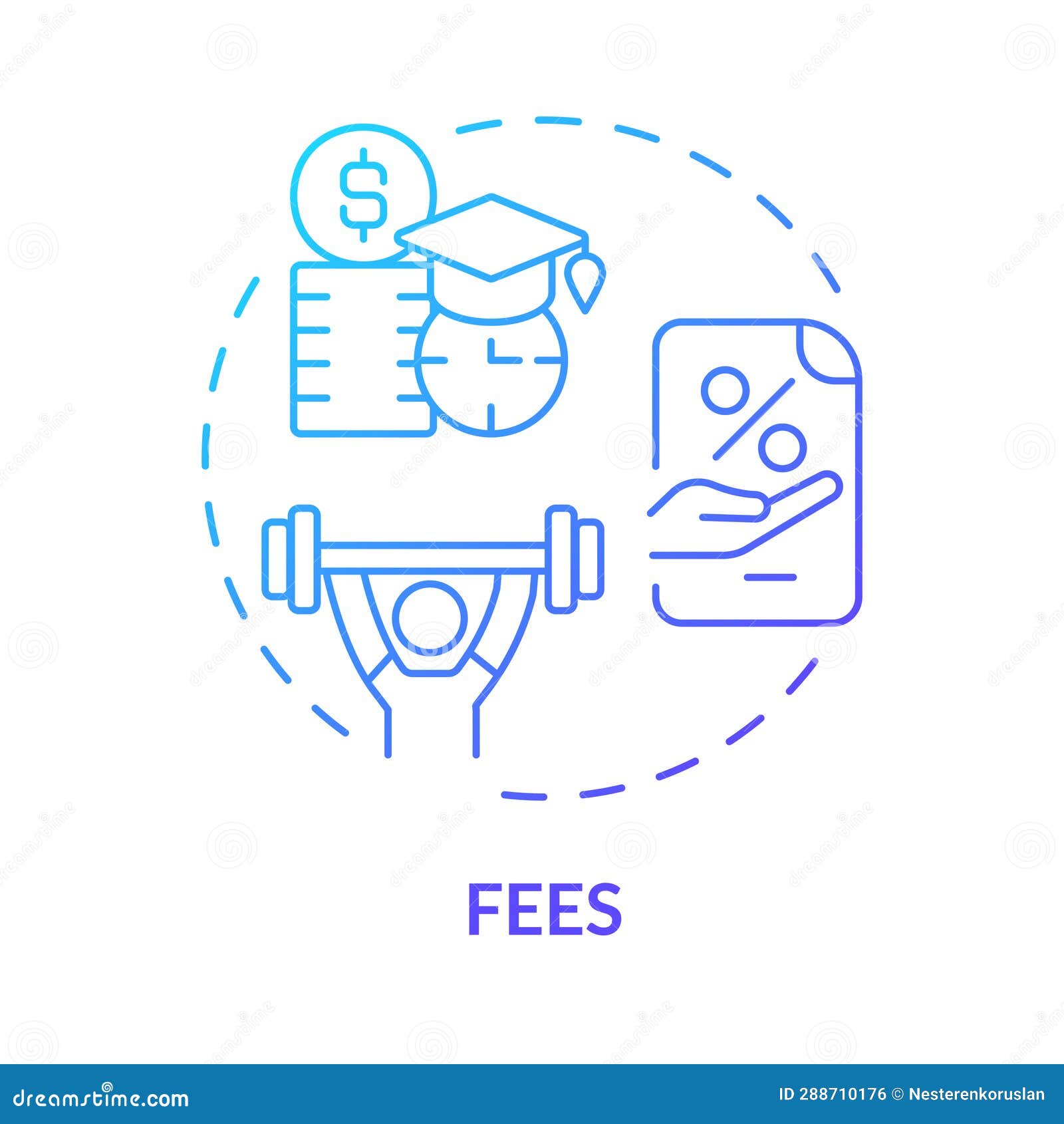 2D Fees Gradient Thin Line Icon Concept Stock Vector - Illustration of ...