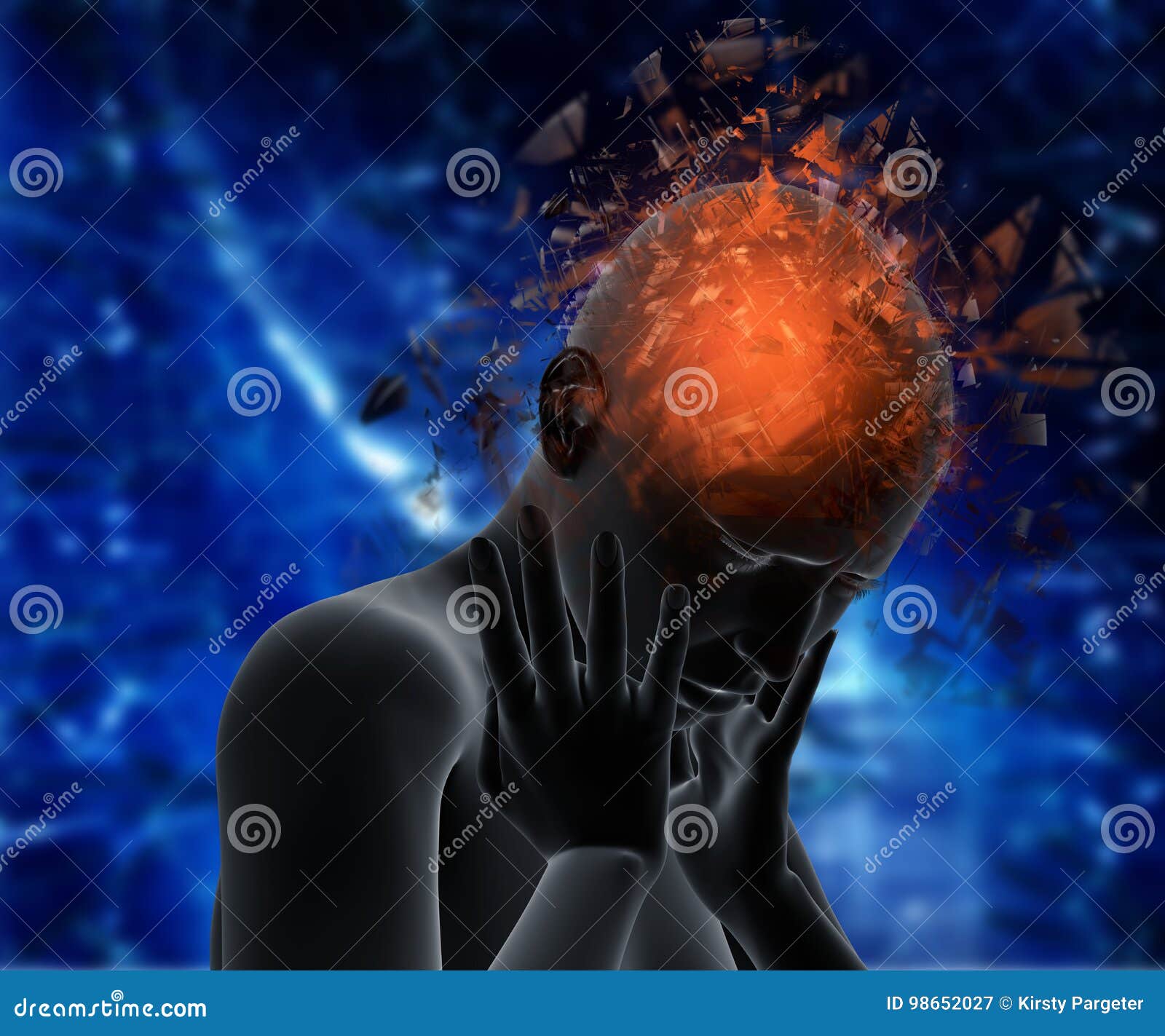 3D Female with Head Shattering Depicting Mental Health Issues Stock ...