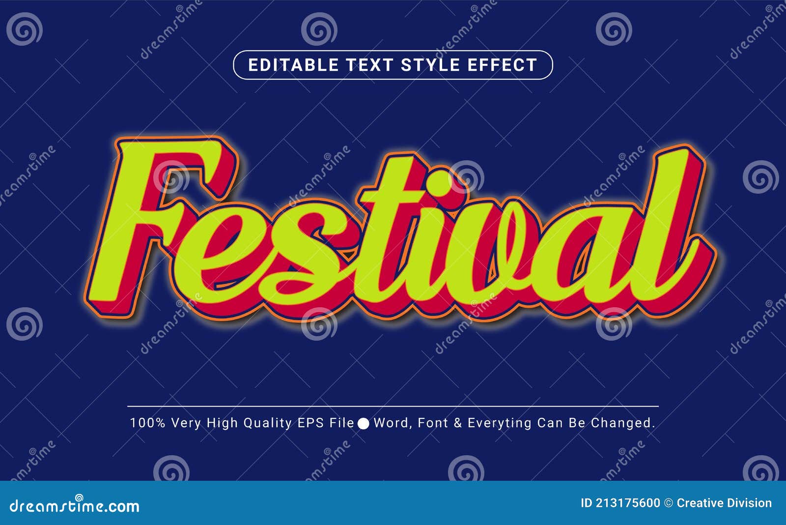 3D Festival Text Effect, Editable Text Effect Stock Vector ...