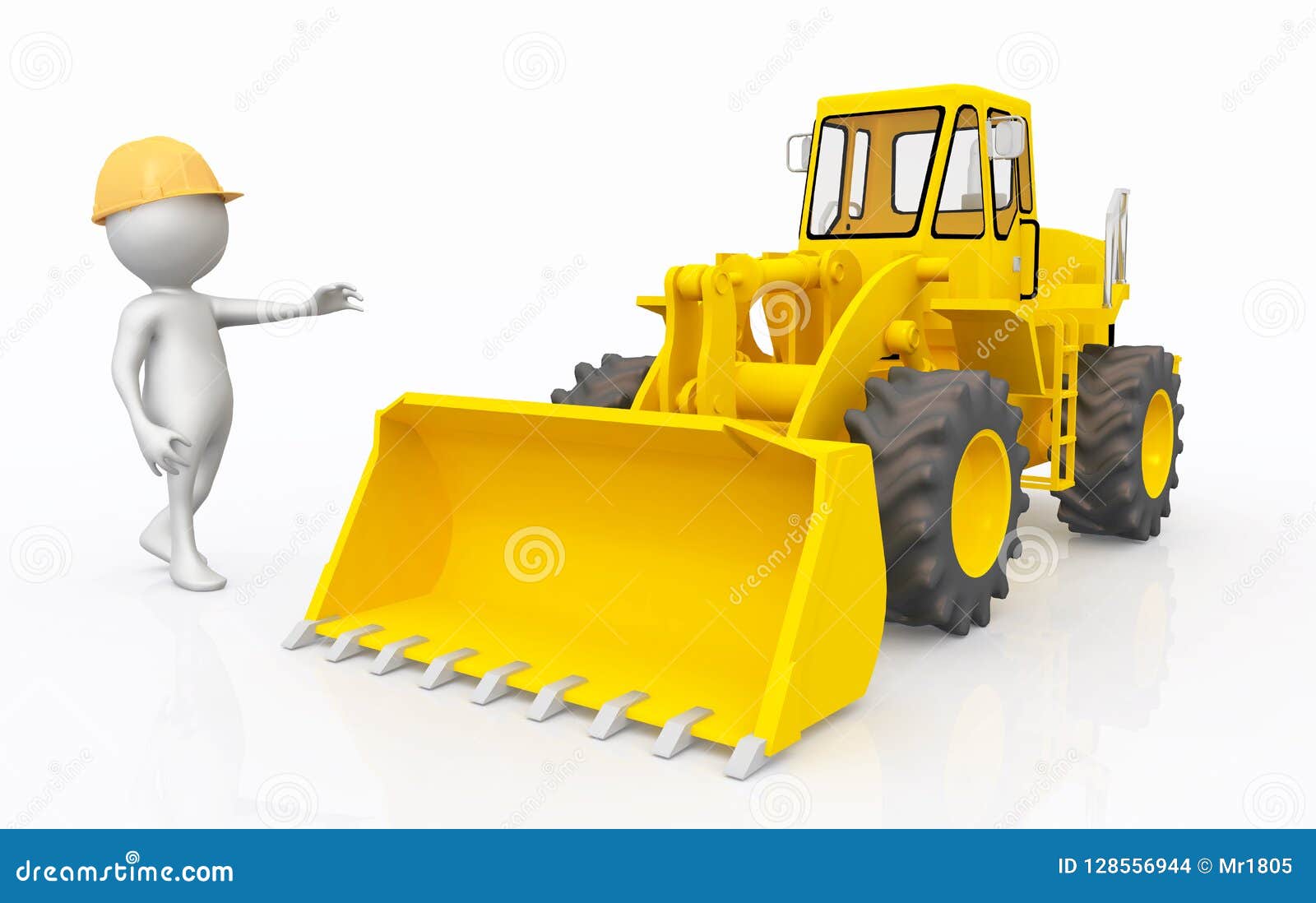 3D Figure with Wheel Loader Stock Illustration - Illustration of civil ...