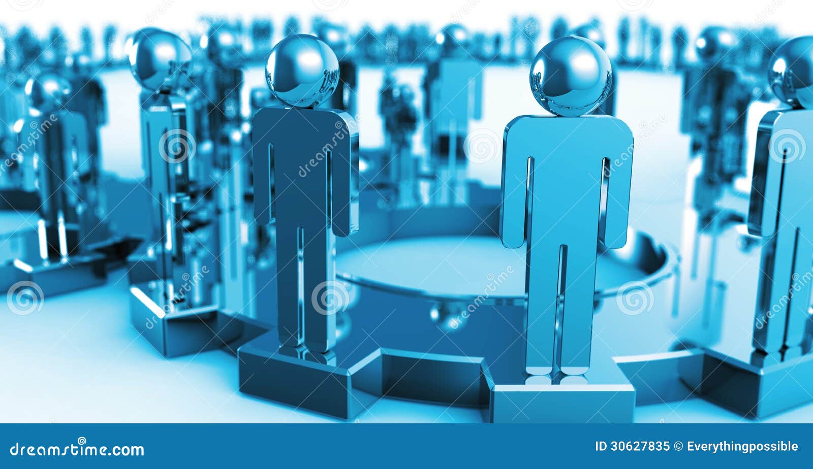 3d Figures on Connected Cogs As Teamwork Concept Stock Illustration ...