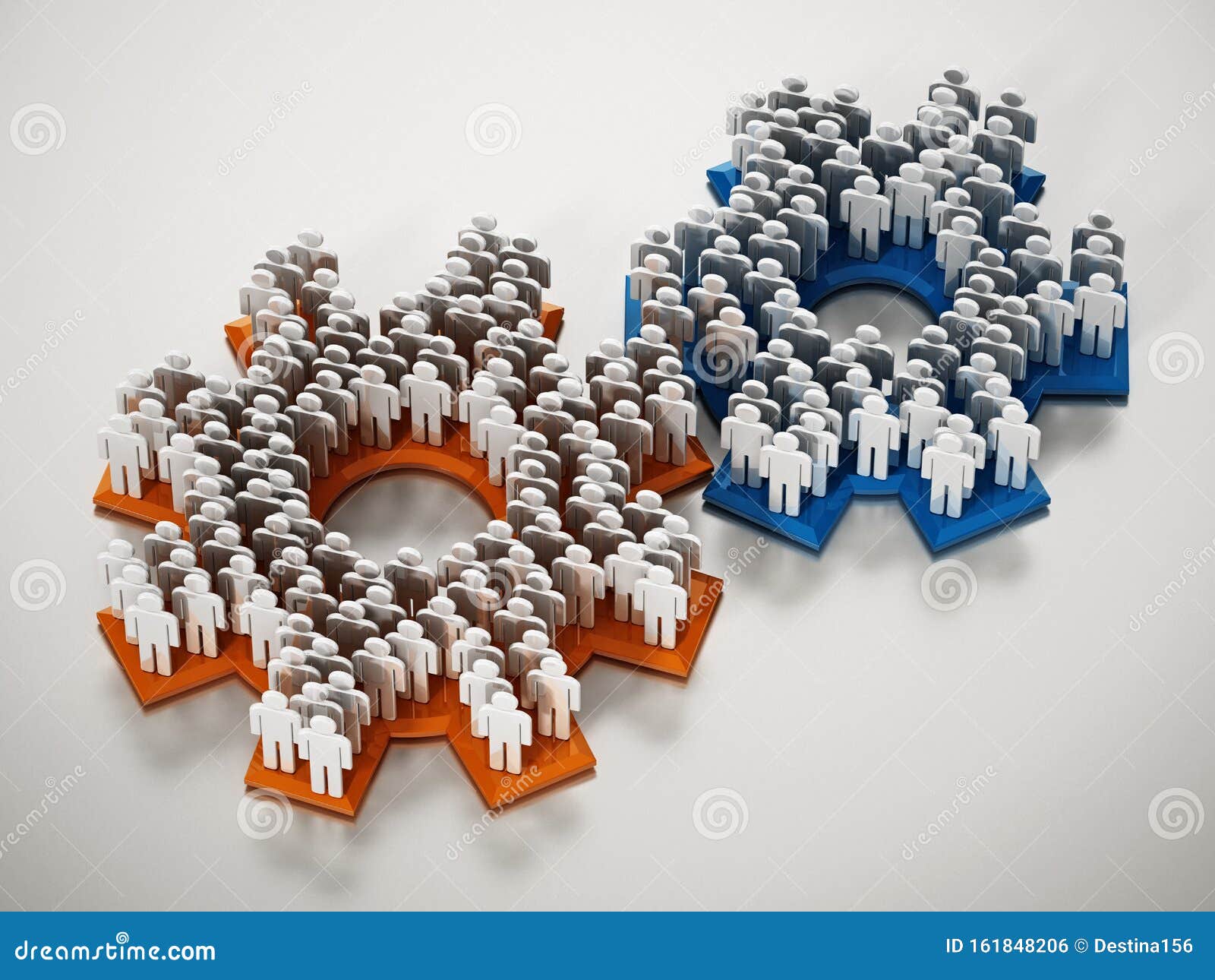 3D Figures Standing on Connected Gears. 3D Illustration Stock ...