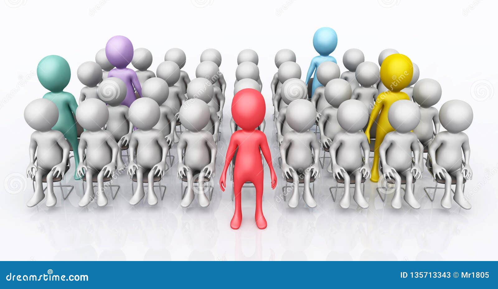 3D Figures Standing Up In A Group Of 3D Figures Stock Illustration ...