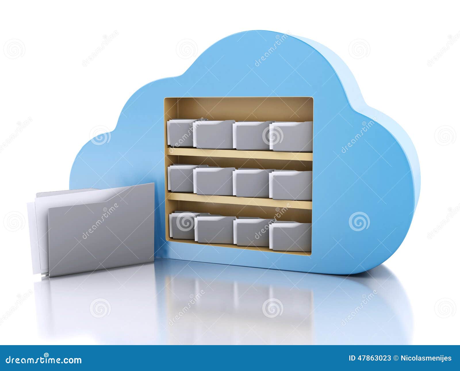 3d File Storage in Cloud. Cloud Computing Concept. Stock Illustration ...