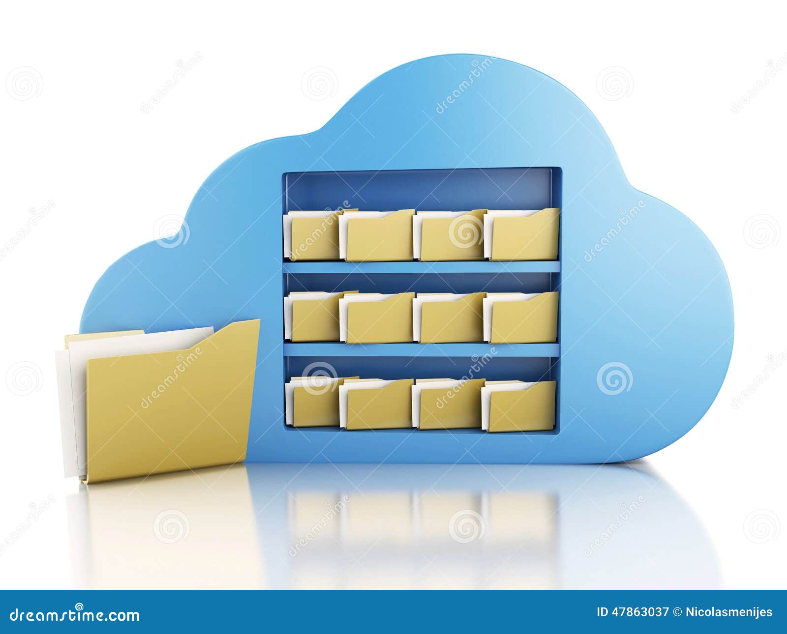 3d File Storage in Cloud. Cloud Computing Concept. Stock Illustration ...