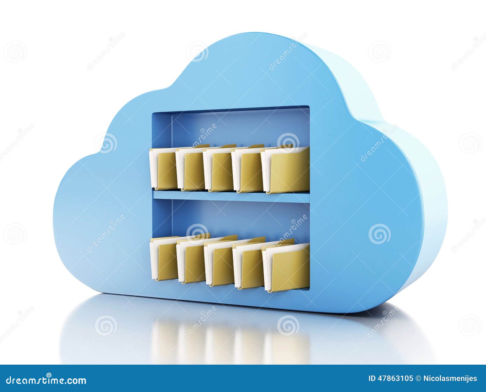 3d File Storage in Cloud. Cloud Computing Concept. Stock Illustration ...