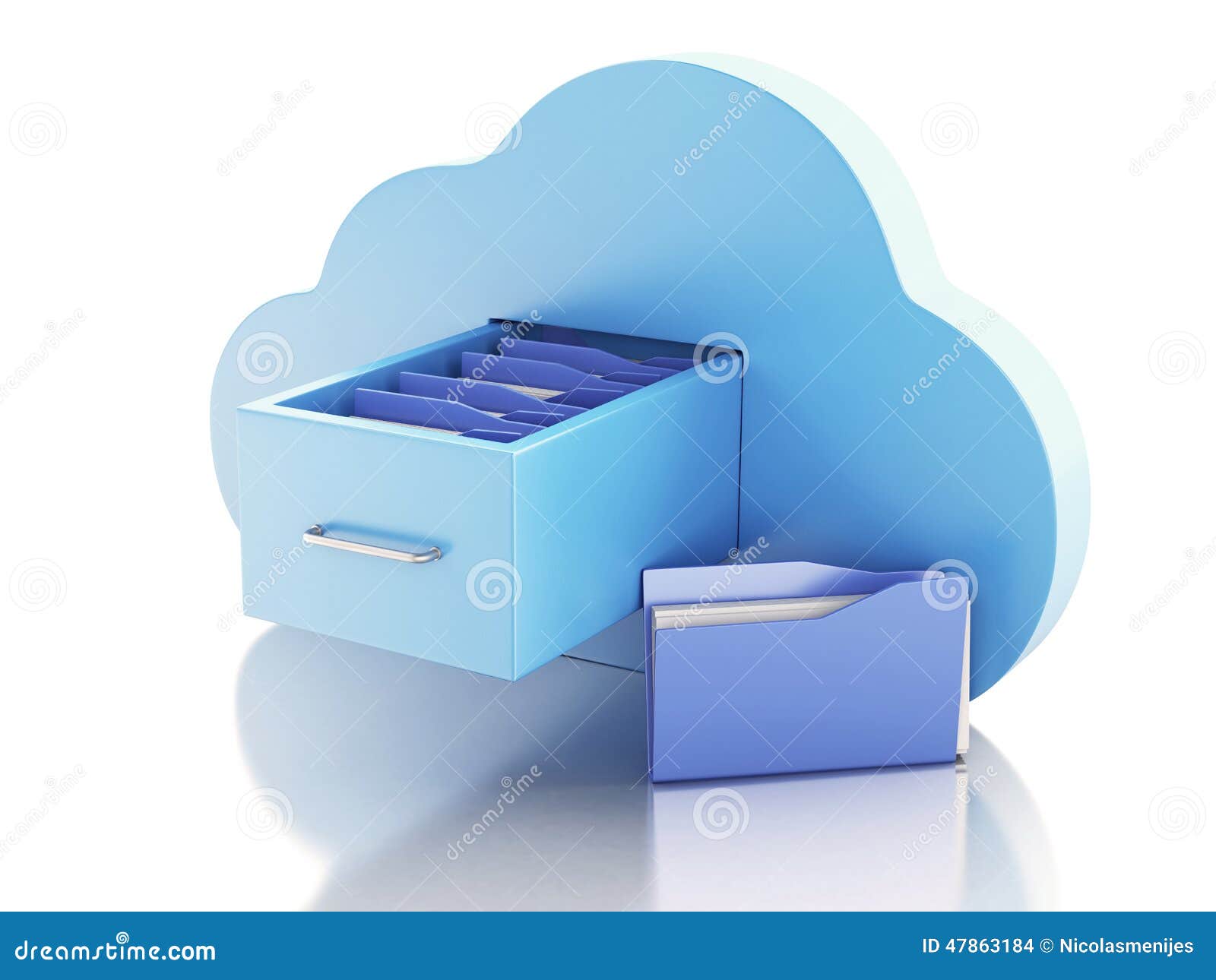 3d File Storage in Cloud. Cloud Computing Concept. Stock Illustration ...