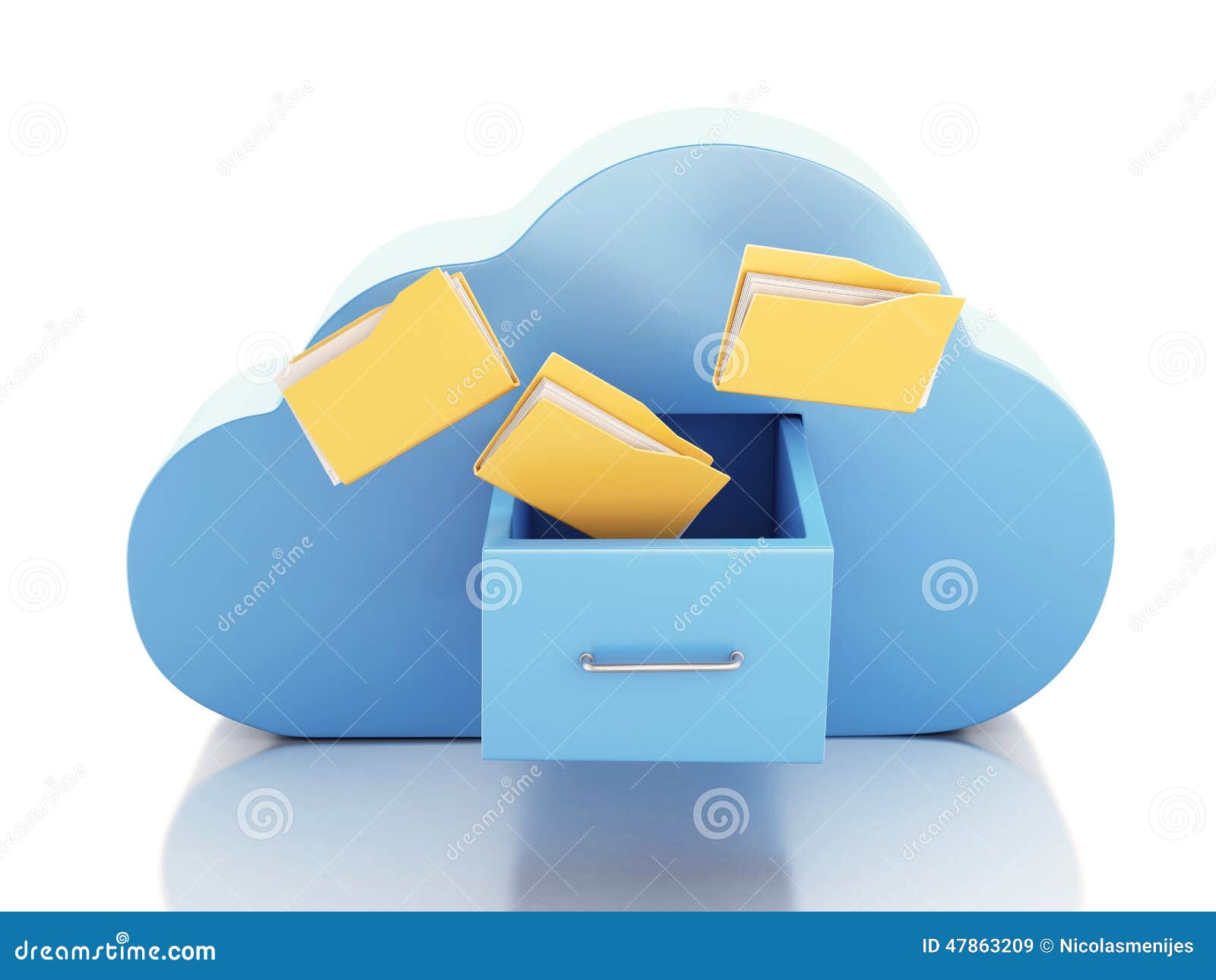 3d File Storage in Cloud. Cloud Computing Concept. Stock Illustration ...