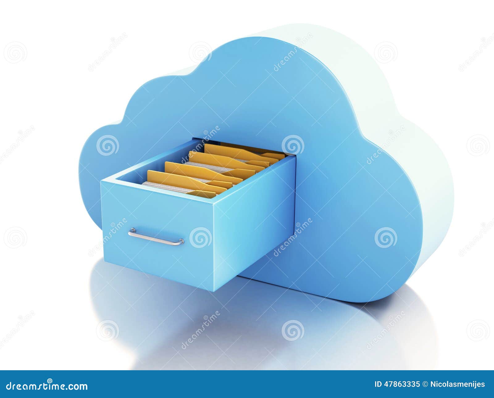 3d File Storage in Cloud. Cloud Computing Concept. Stock Illustration ...