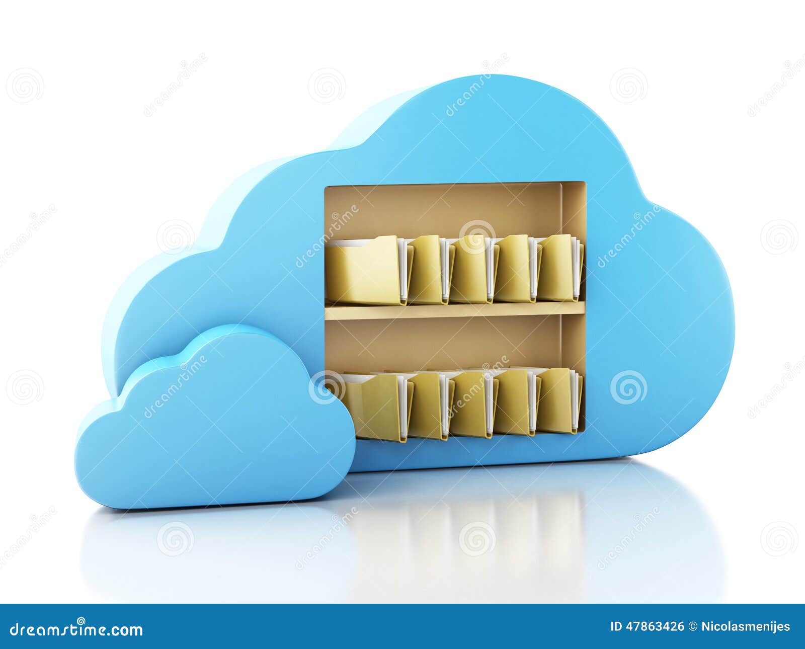 3d File Storage in Cloud. Cloud Computing Concept. Stock Illustration ...