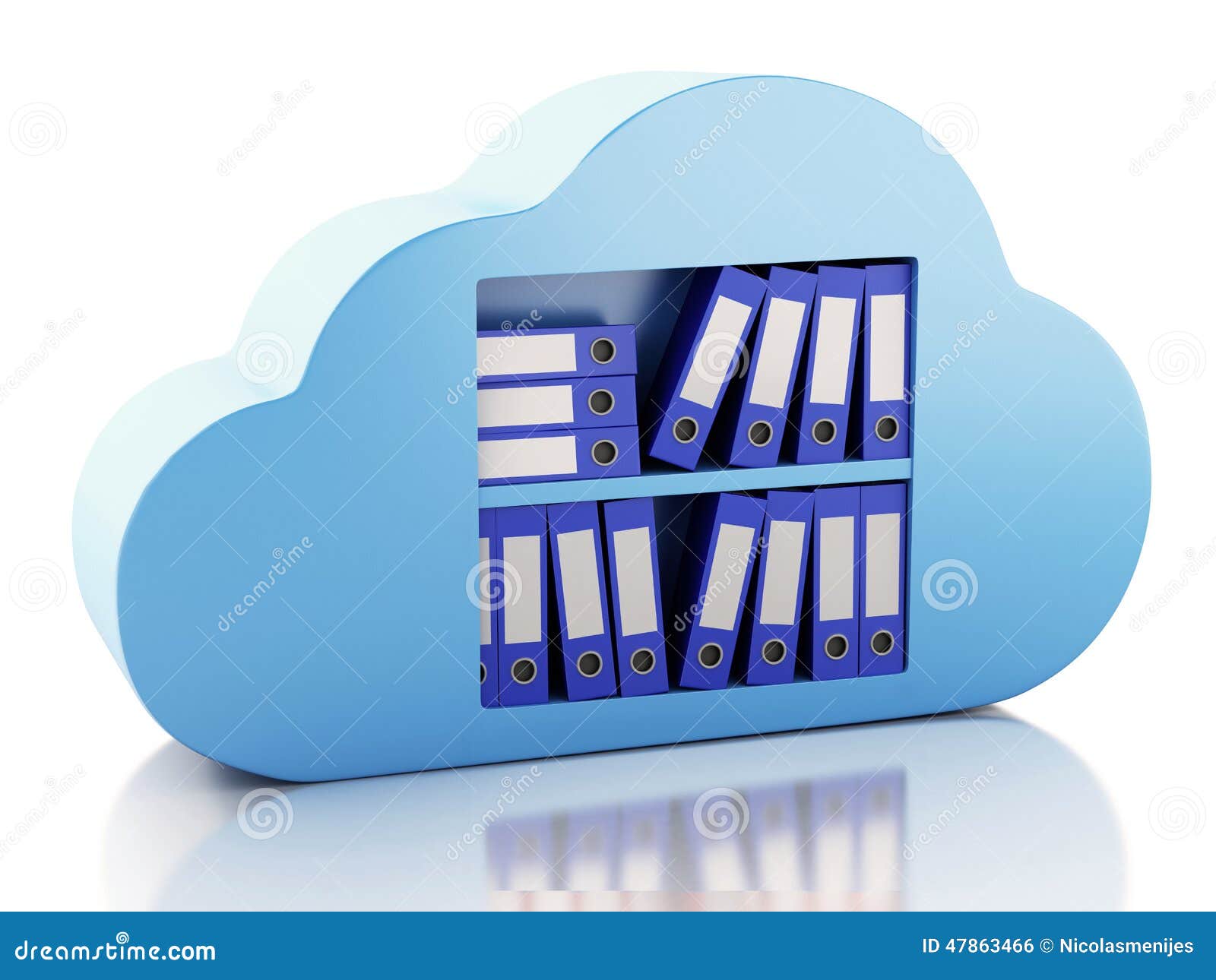 3d File Storage in Cloud. Cloud Computing Concept. Stock Illustration ...