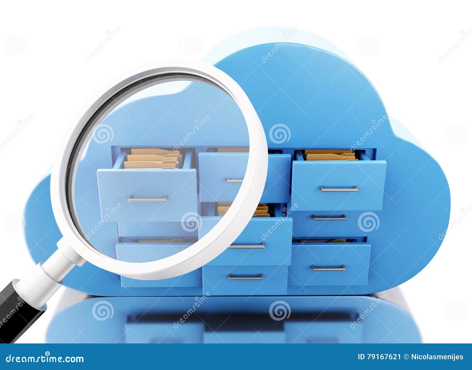 3d File Storage in Cloud. Cloud Computing Concept. Stock Illustration ...