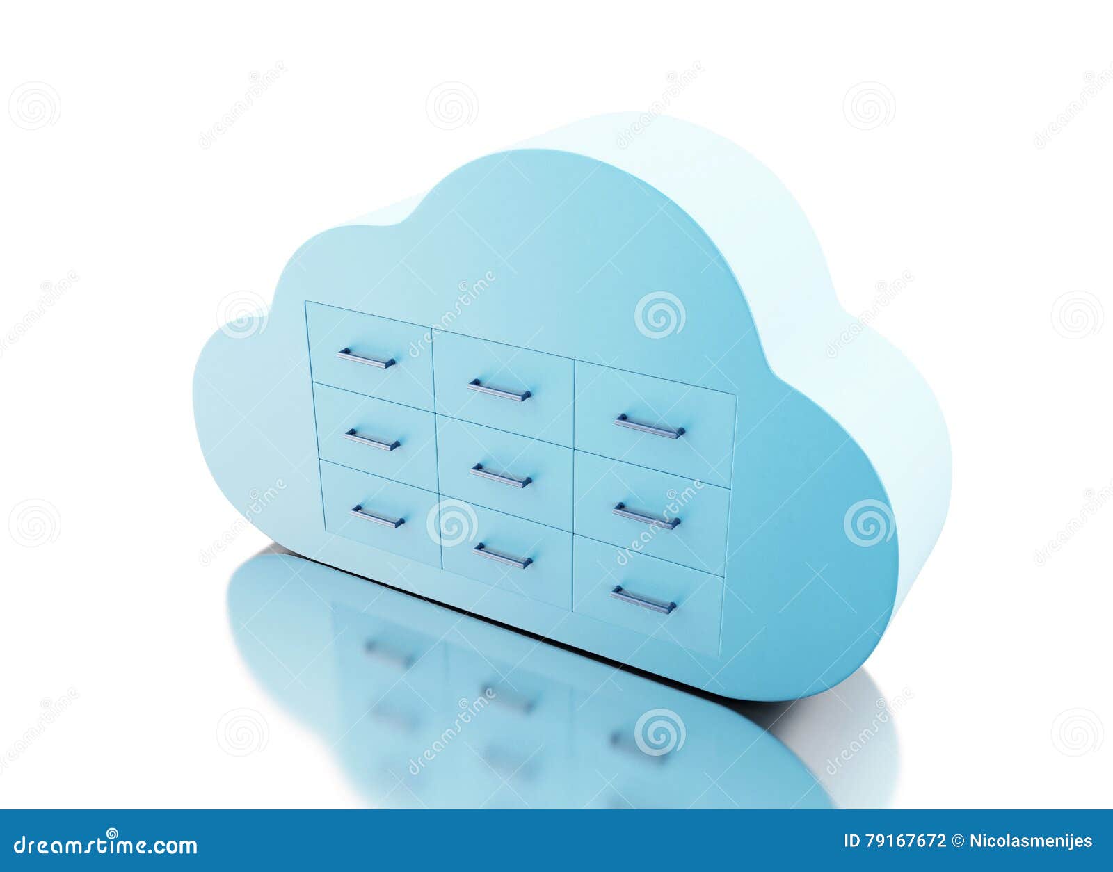 3d File Storage in Cloud. Cloud Computing Concept. Stock Illustration ...