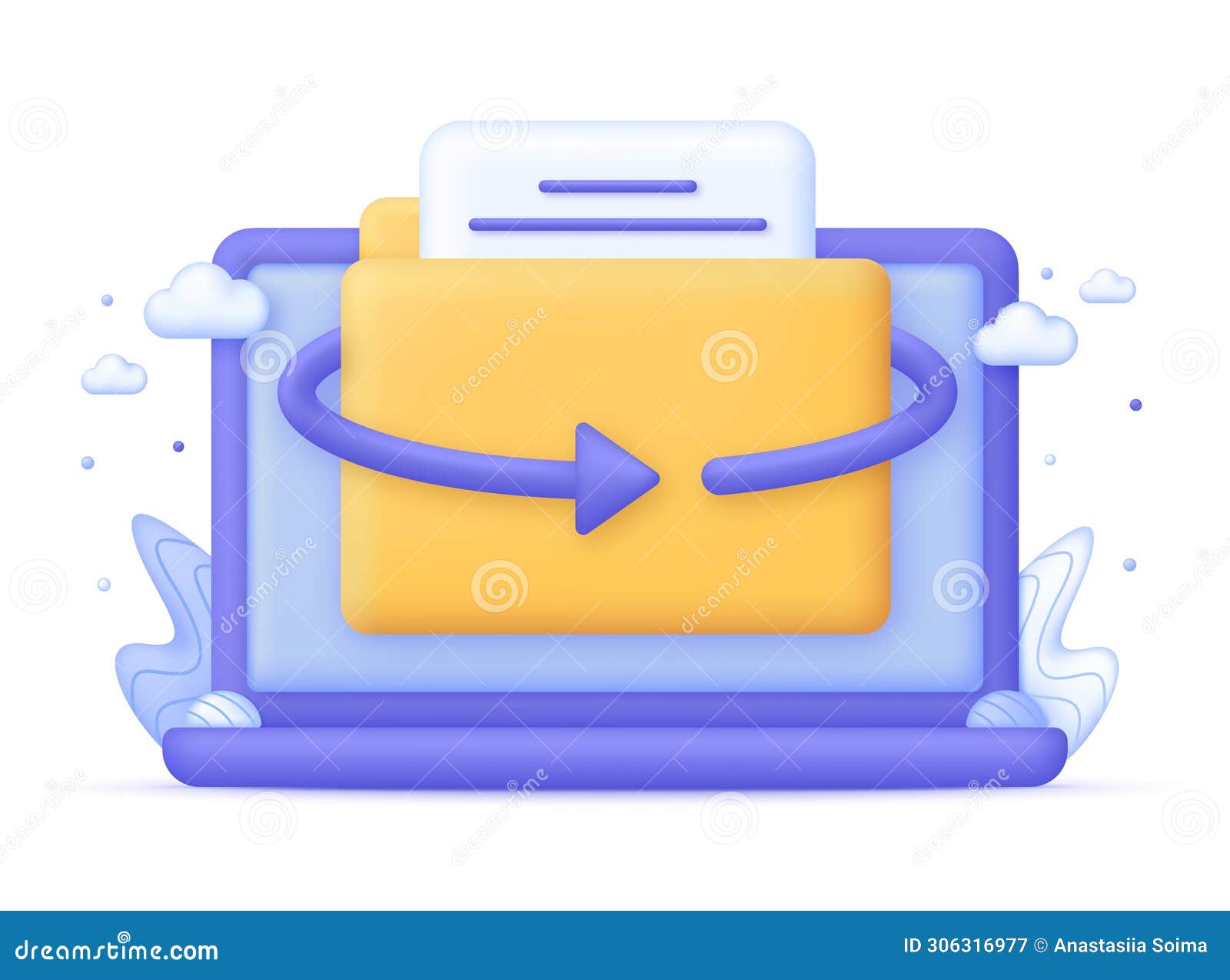 3d File Transfer Of Document In Folder Files Transferred Encrypted Form Backup Of Information
