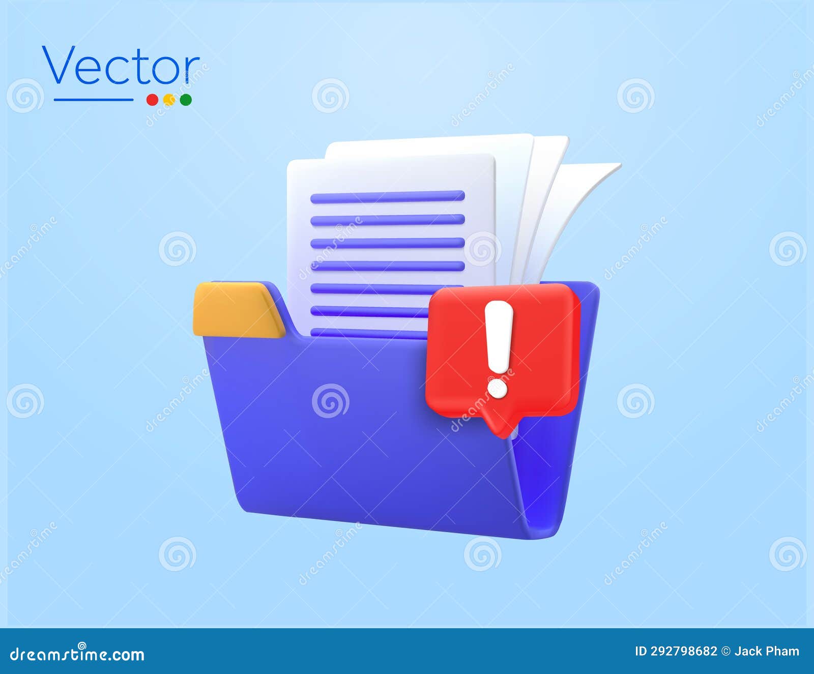 3d Files and Dark Blue Folder with Error Icon, Minimal Style Isolated ...