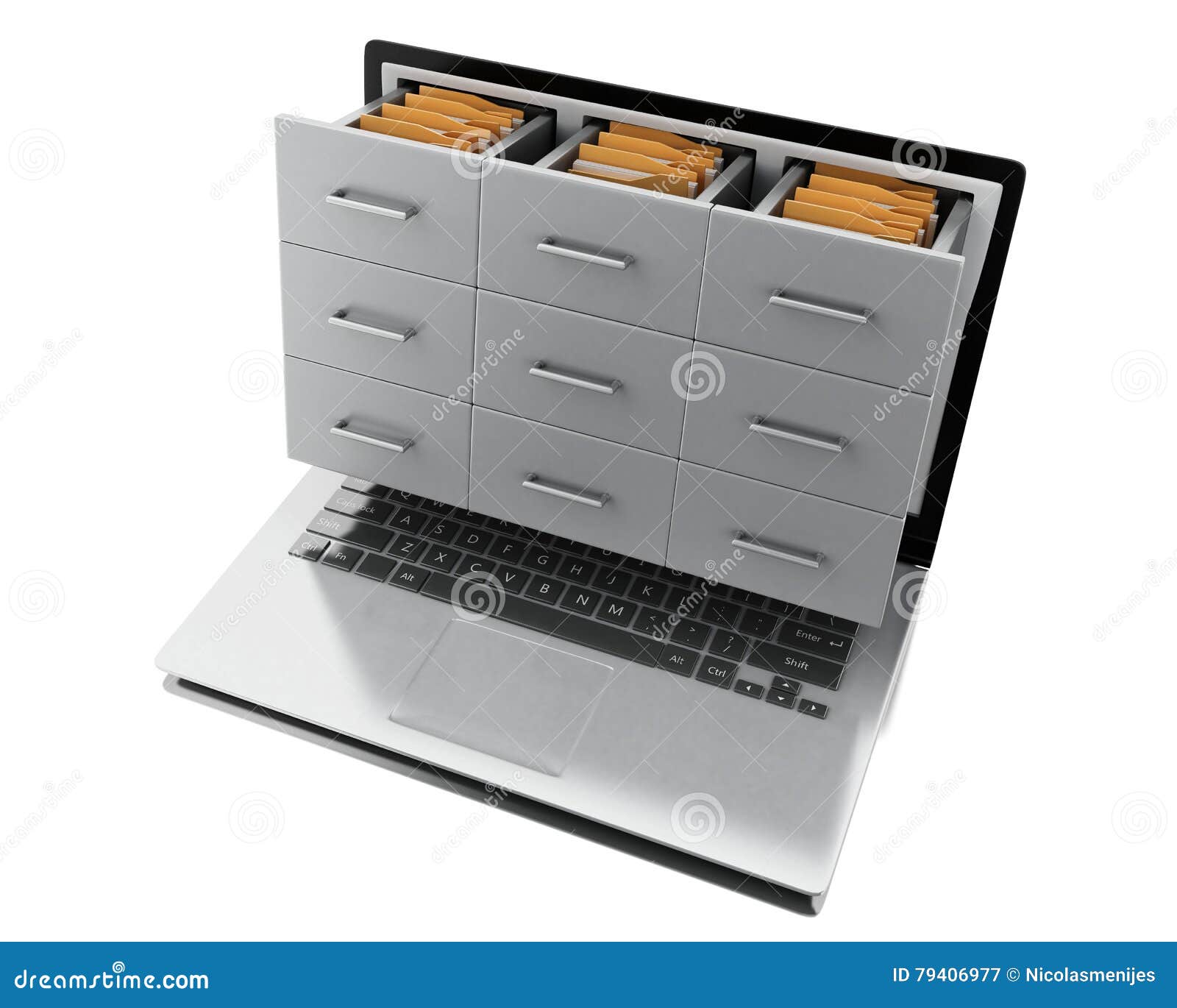 3d Files and Folders in Laptop Stock Illustration - Illustration of ...