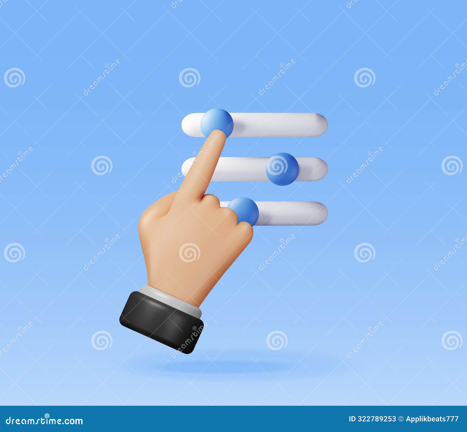 3D filter button and hand stock vector. Illustration of slider - 322789253