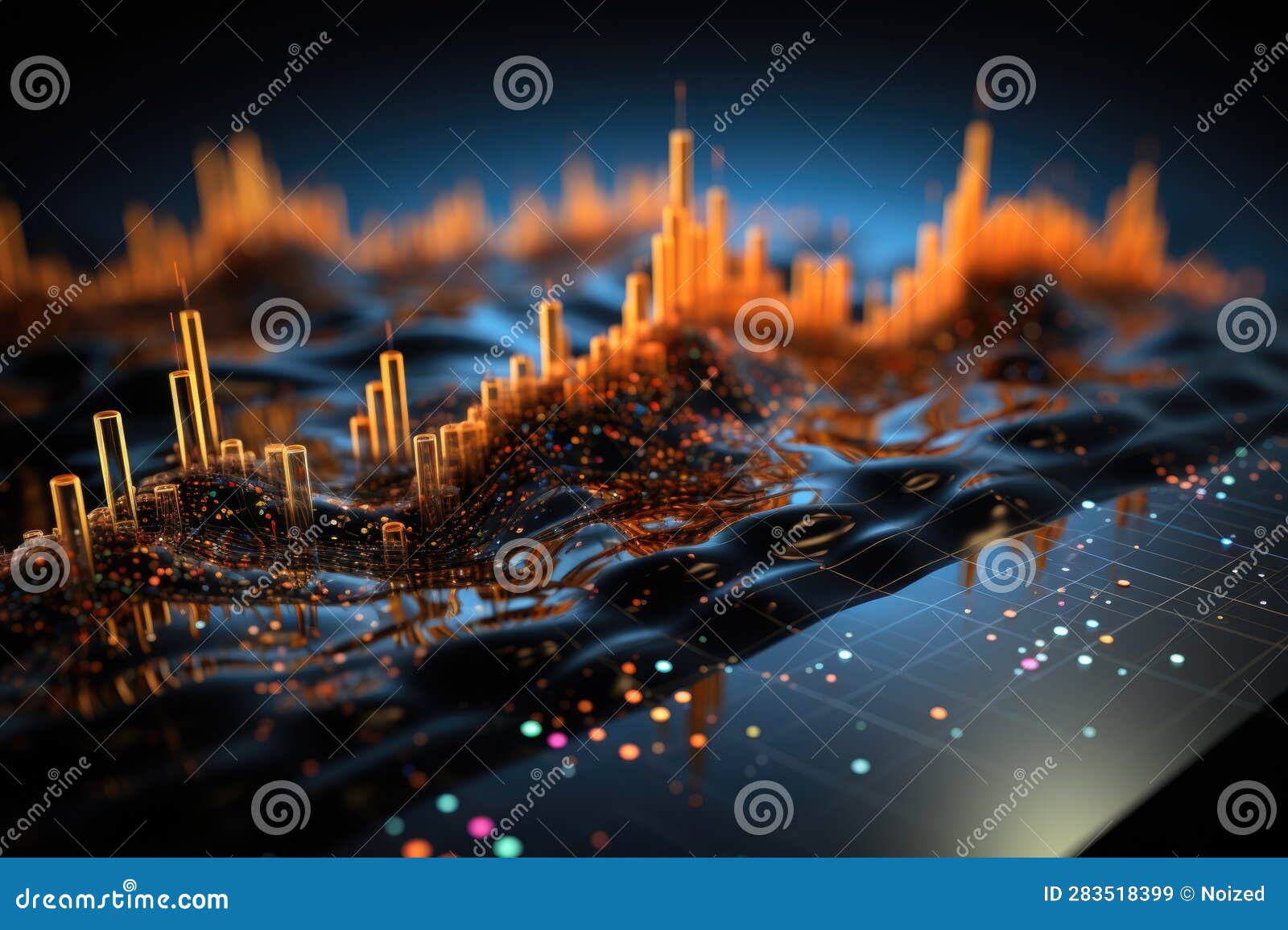 3d Financial Analysis Line Chart Design. Futuristic and Technological ...