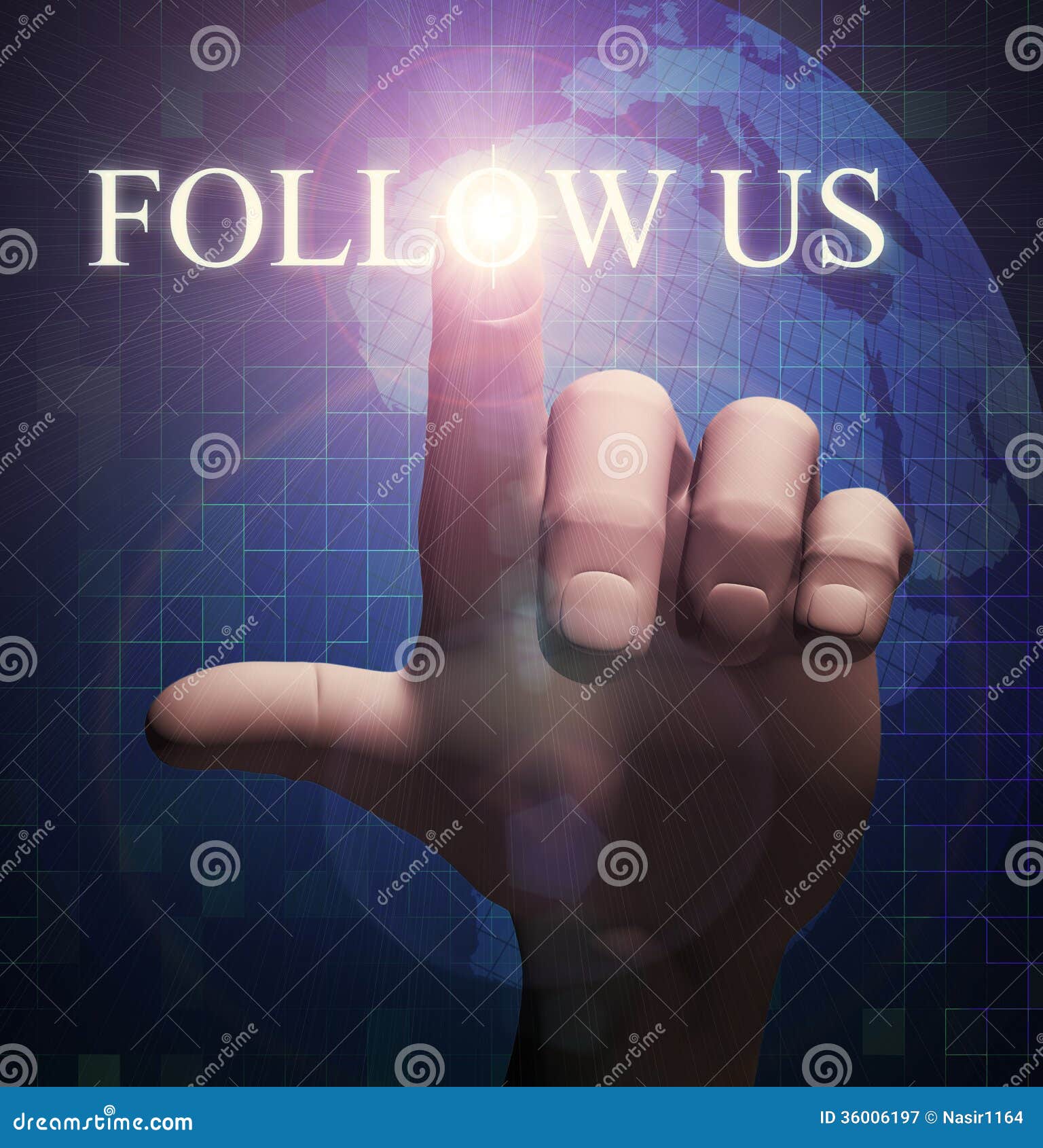 3d Finger Touching Follow Us Illustration Stock Illustration ...