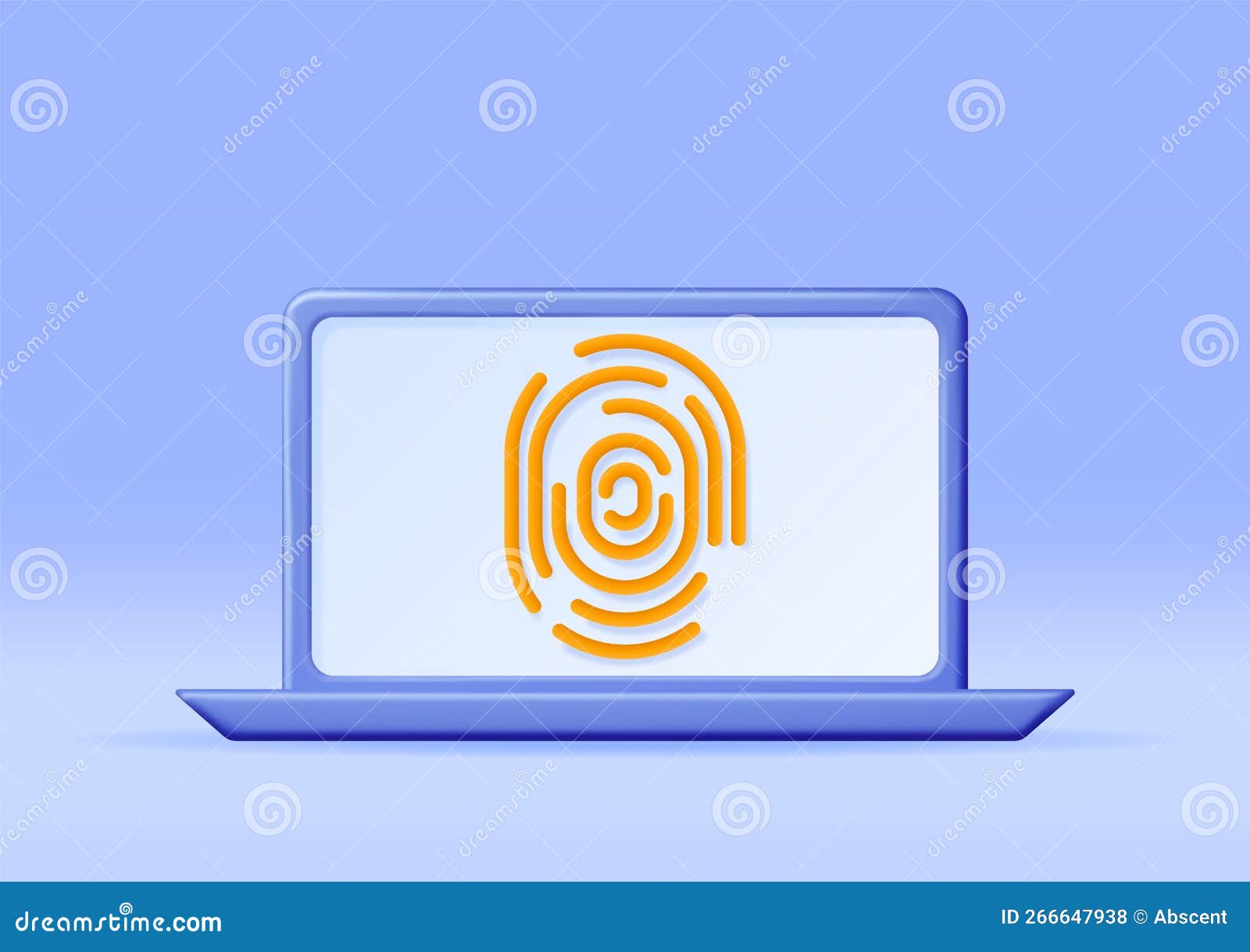 3D Fingerprint on Computer Isolated Stock Vector - Illustration of ...