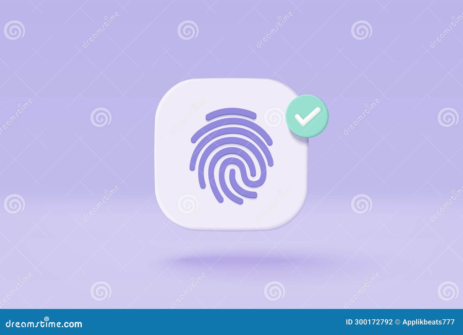 3d Fingerprint Cyber Secure Icon. Digital Security Authentication ...