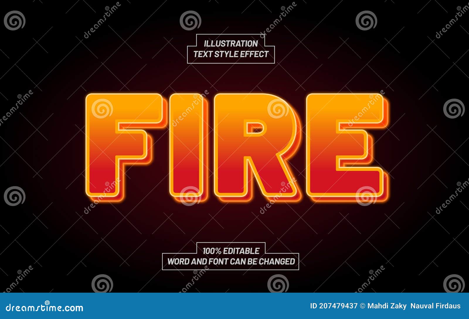 3D Fire Bold Text Style Effect Mockup Stock Vector - Illustration of ...