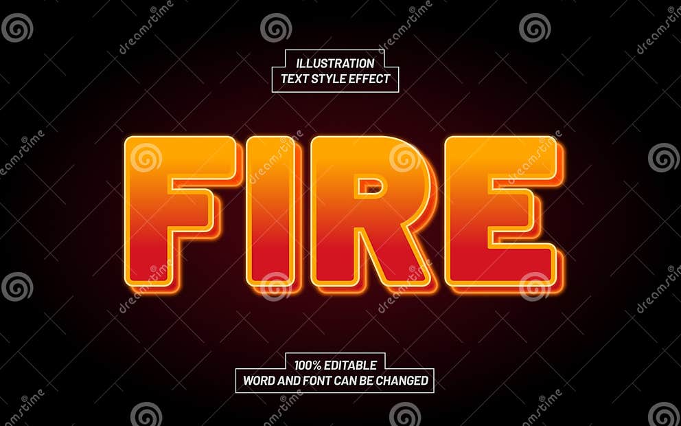 3D Fire Bold Text Style Effect Mockup Stock Vector - Illustration of ...