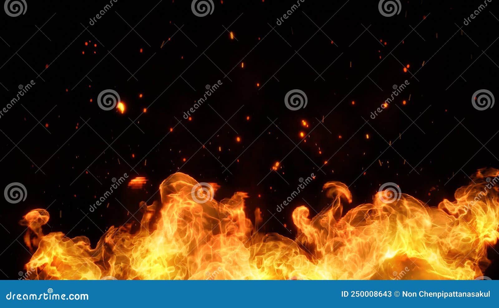 3D Fire and Burning Embers Glowing. Fire Glowing Particles on Black ...