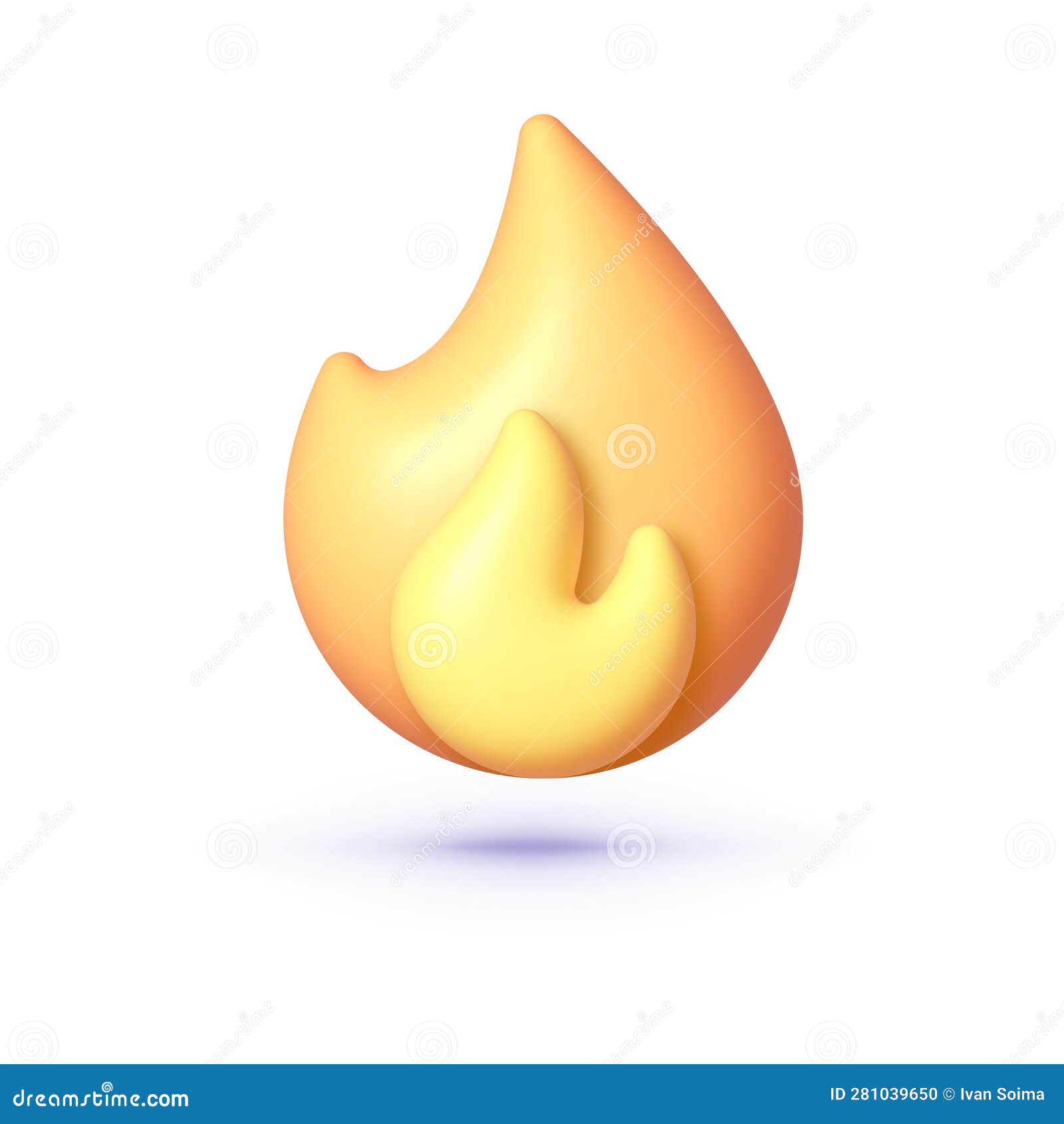 3d Fire in Cartoon Style on White Background. Abstract Illustration ...