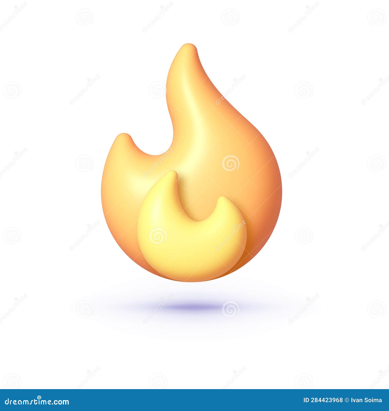 3d Fire in Cartoon Style on White Background. Abstract Illustration ...