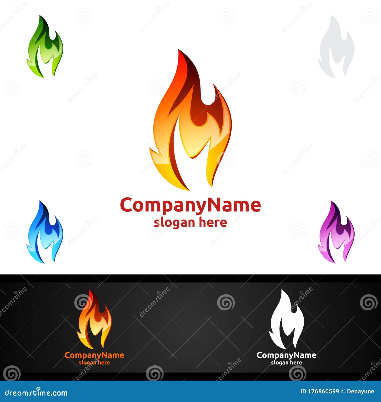 3D Fire Flame Element Logo Design Stock Vector - Illustration of ...