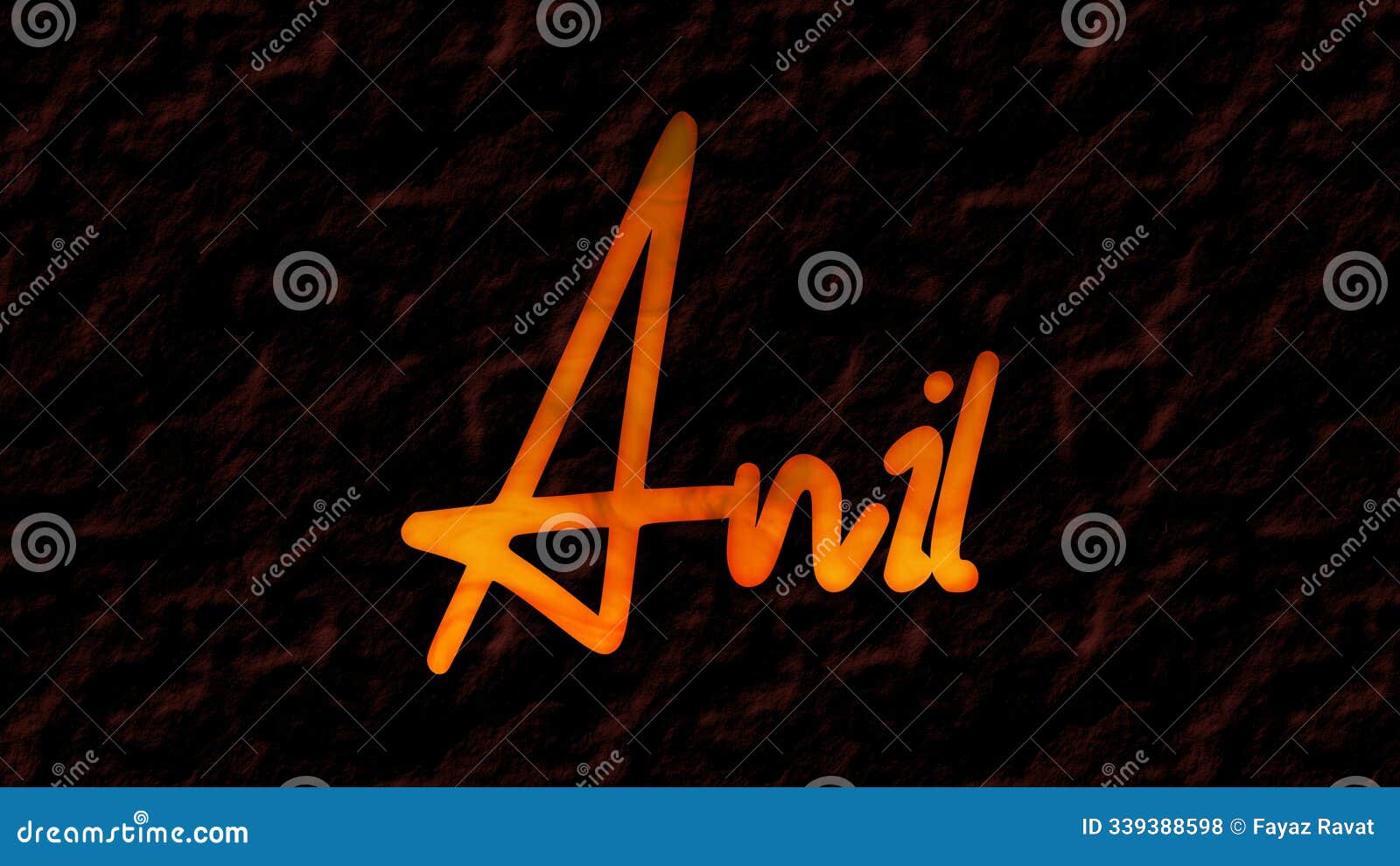 3D Fire Text Effect of Hindi Name Anil on Dark Background. Stock ...