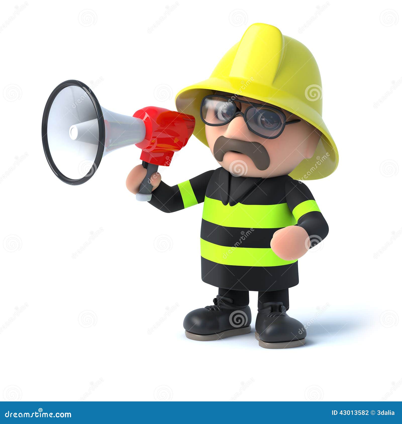 3d Firefighter Using a Megaphone Stock Illustration - Illustration of ...