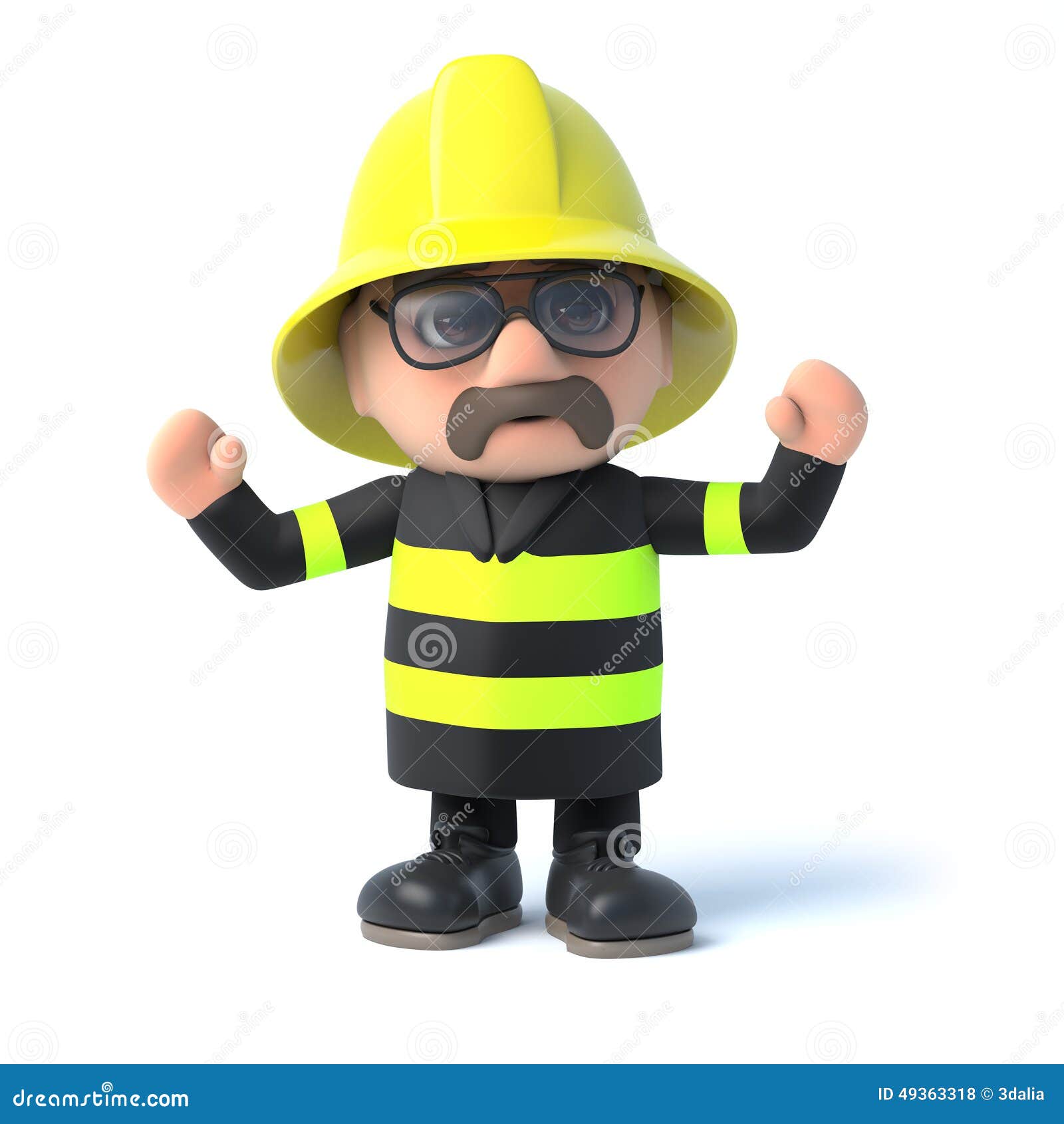 3d Fireman is cheering stock illustration. Illustration of macho - 49363318